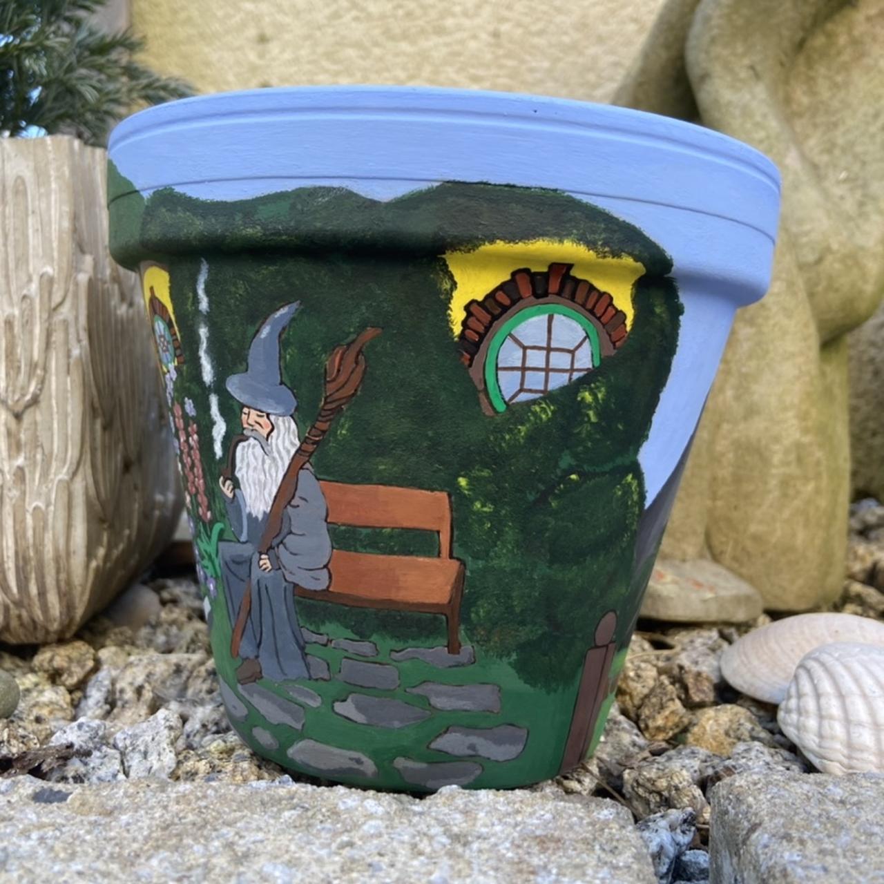Hand painted hobbit plant pot 🪴 Pot height: 15cm Pot... - Depop