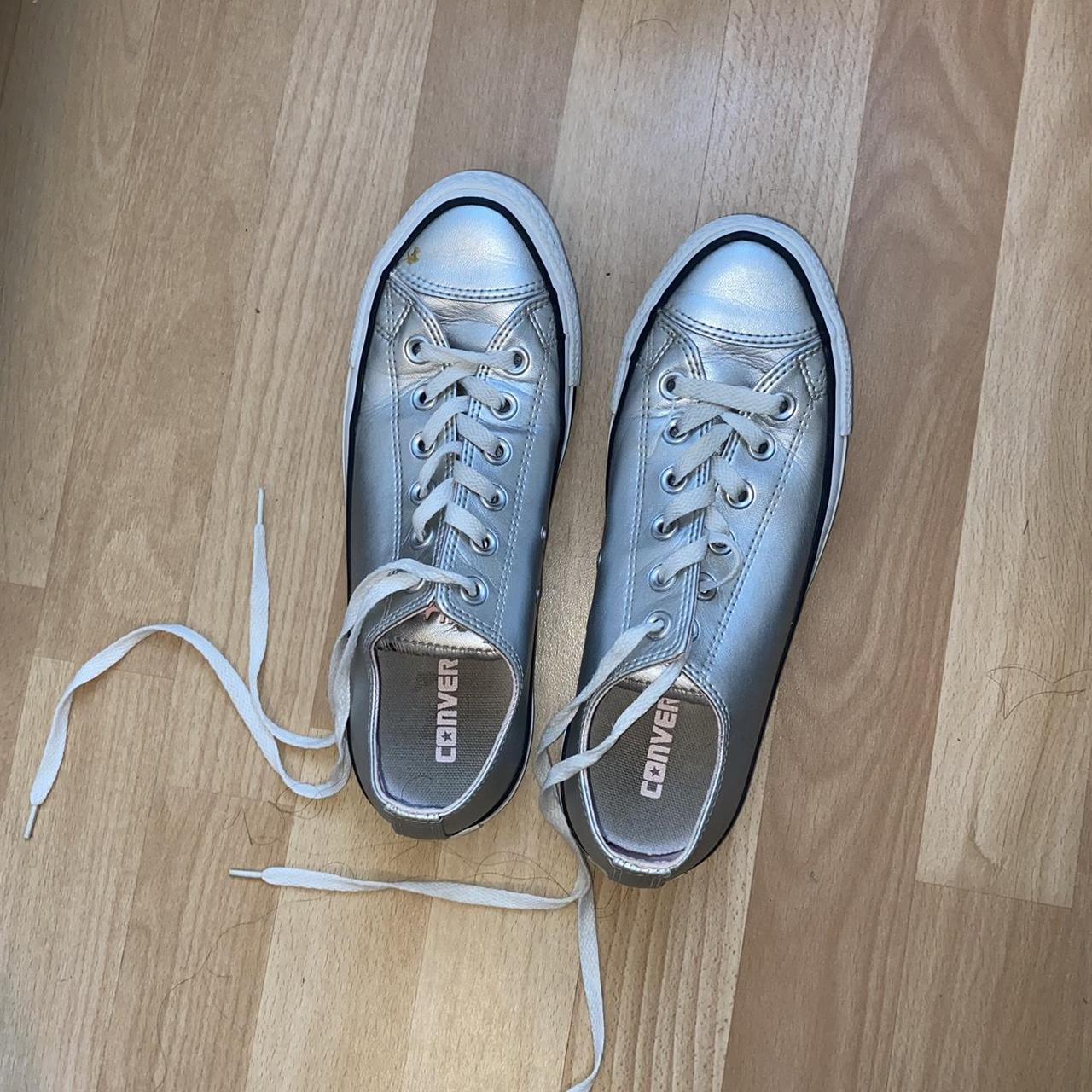 Converse Women's Silver Trainers | Depop