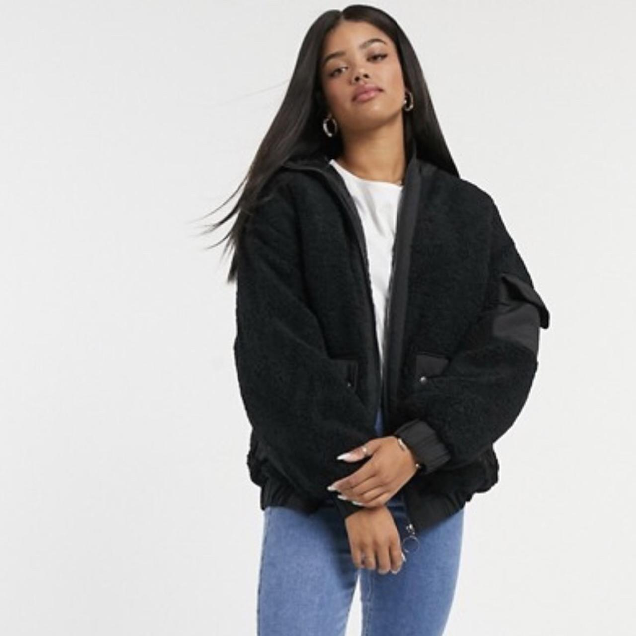 ASOS Fleece Bomber Jacket oversized and super... - Depop