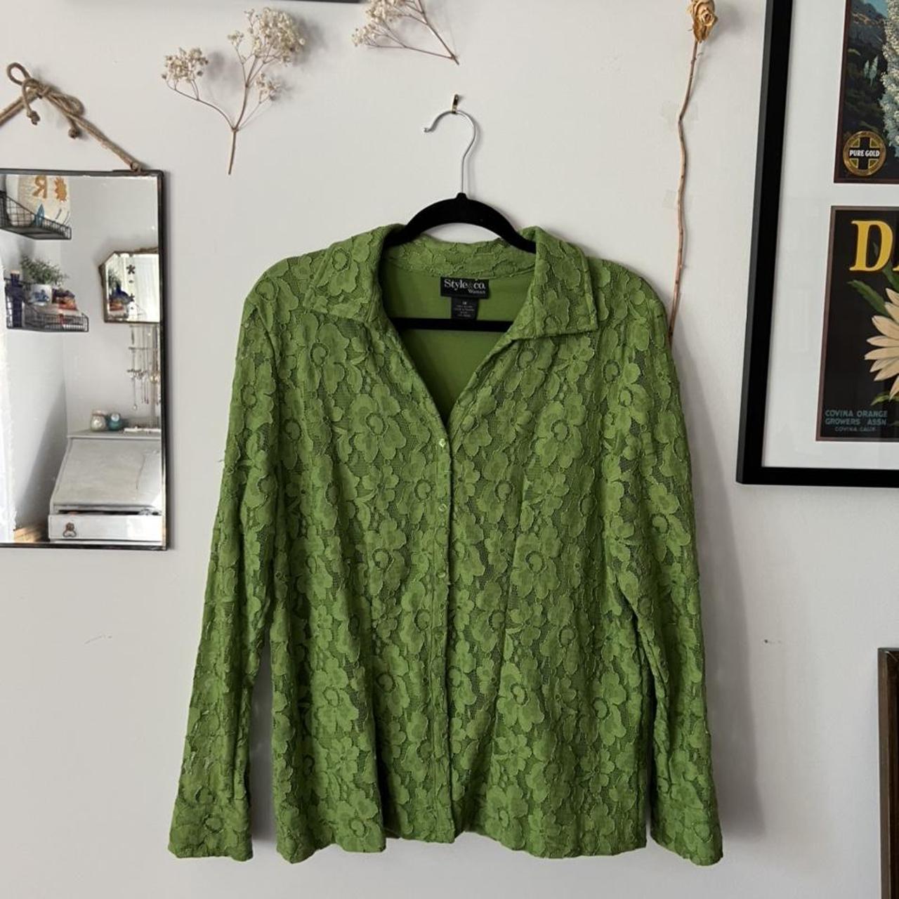 Style & Co Women's Green Blouse | Depop