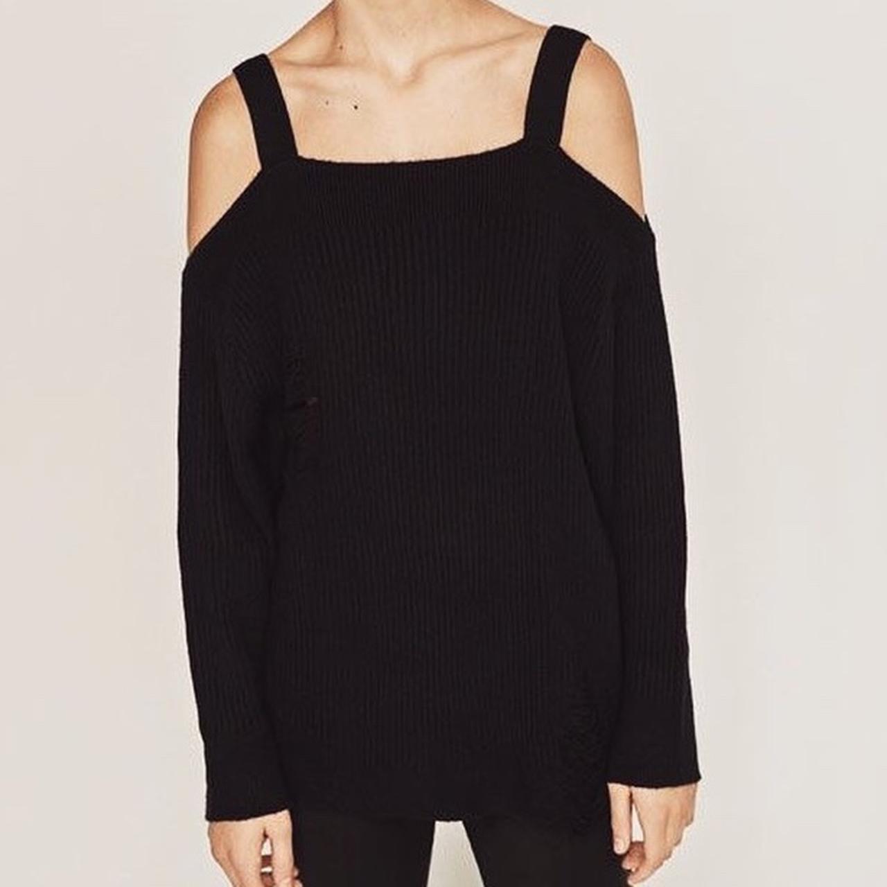 OVERSIZED RIBBED SWEATER WITH CUT-OUT SHOULDERS from... - Depop