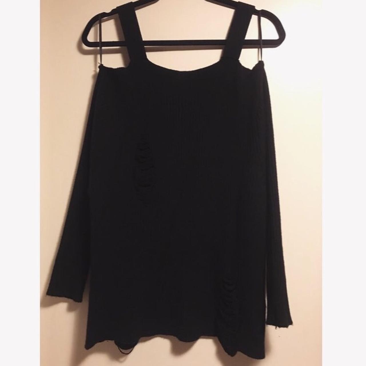 OVERSIZED RIBBED SWEATER WITH CUT-OUT SHOULDERS from... - Depop