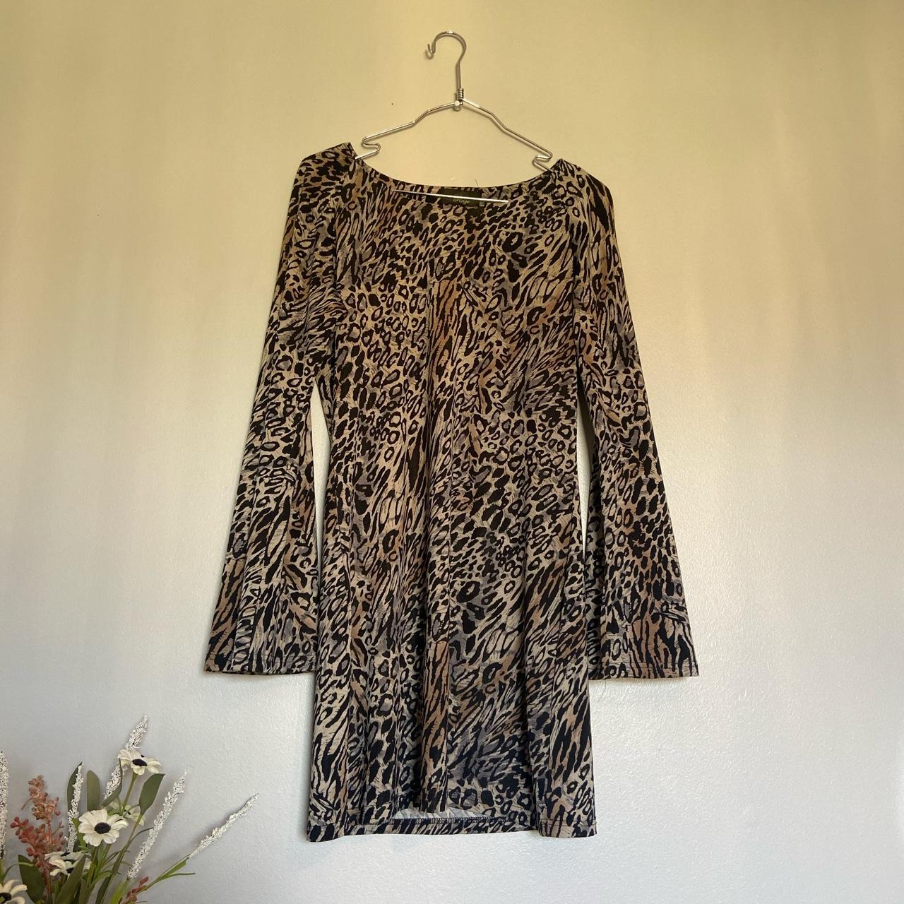 80’s/90’s Disco Bodycon Rage Leopard Print Dress... - Depop