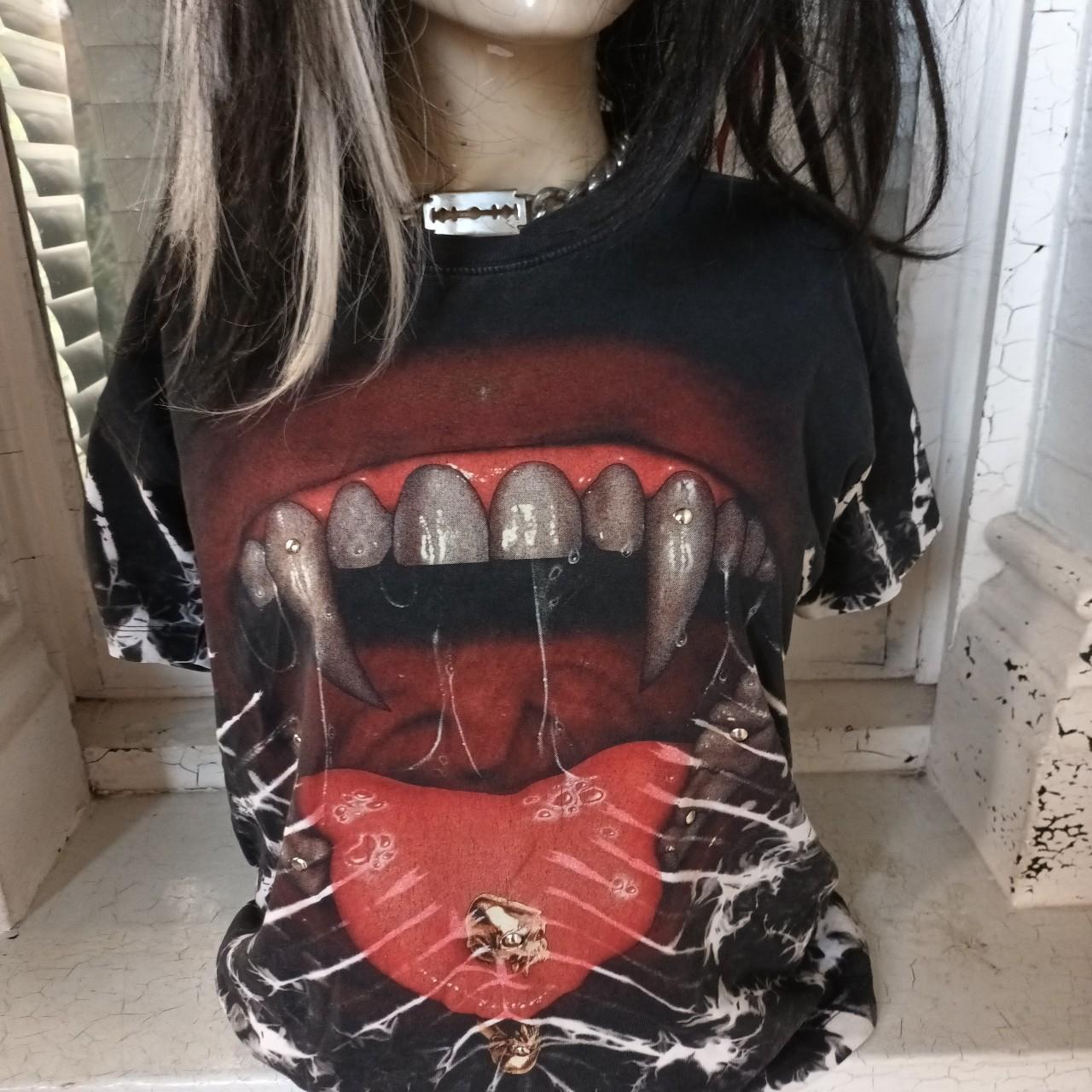 Discontinued Gothic/Vampire top.Fanged Vampire teeth... - Depop