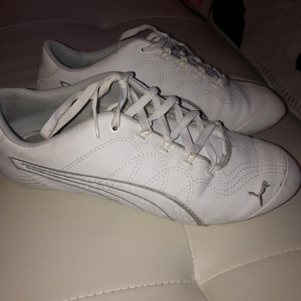 Puma Women's Grey and White Trainers | Depop