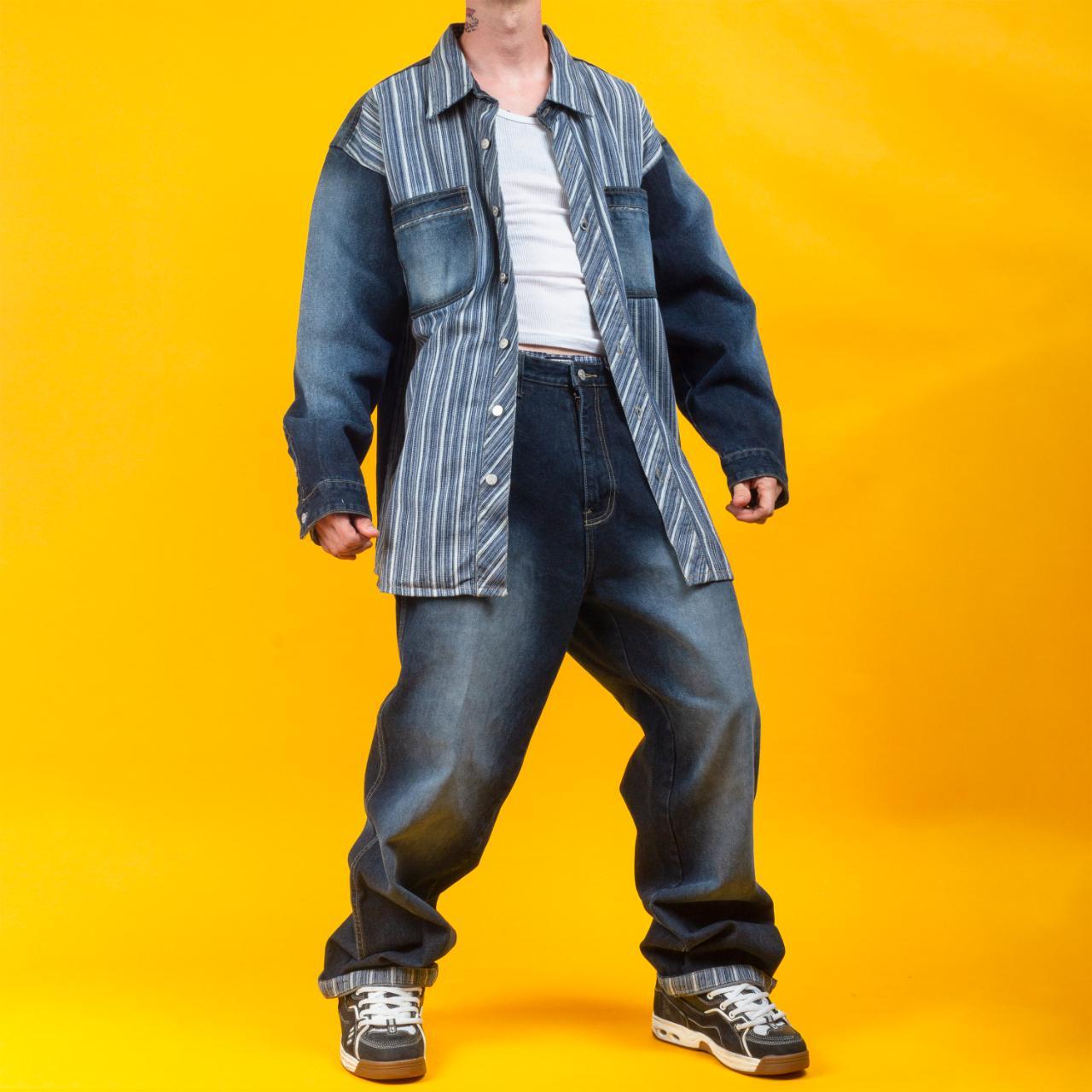 90s two piece matching denim set by Koman. Oversized... - Depop