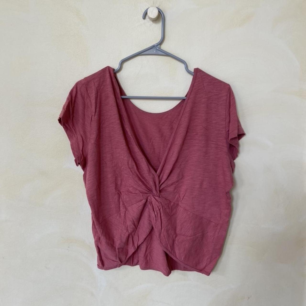 Abercrombie Tie Front Tee in pink. Size large.... - Depop