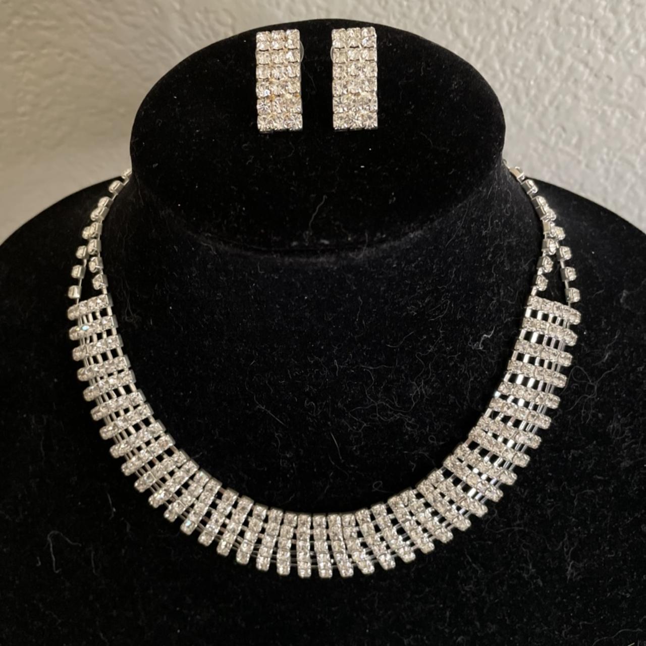 Bridal Wedding Prom Six Row Rhinestone Necklace &... - Depop