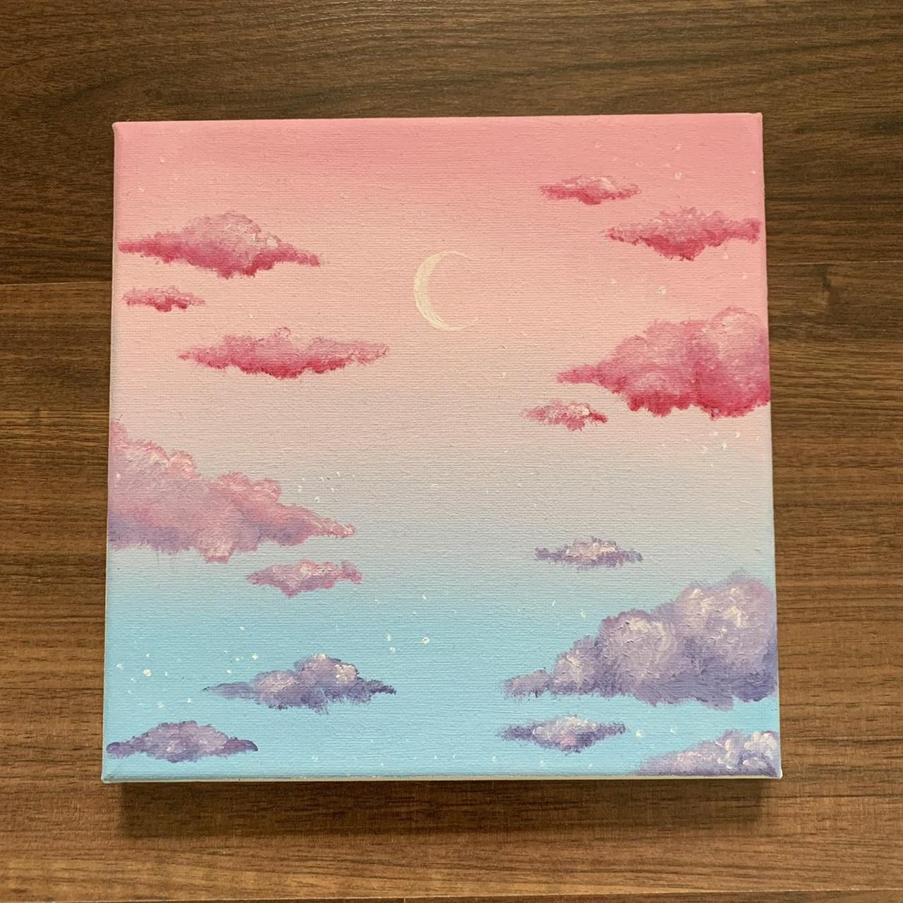 oil on canvas pastel sky 20x20 cm painted by... - Depop