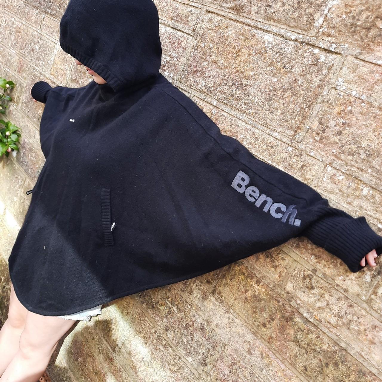 BENCH Wool batwing poncho With hood and front zip... - Depop