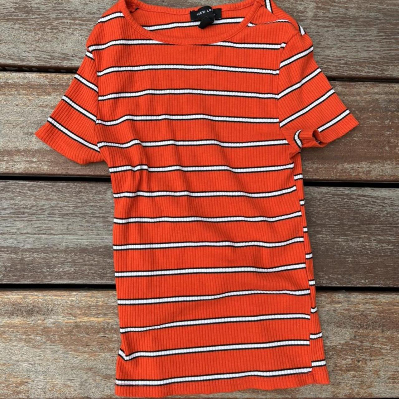 Bright orange striped tee Super comfortable, soft... - Depop