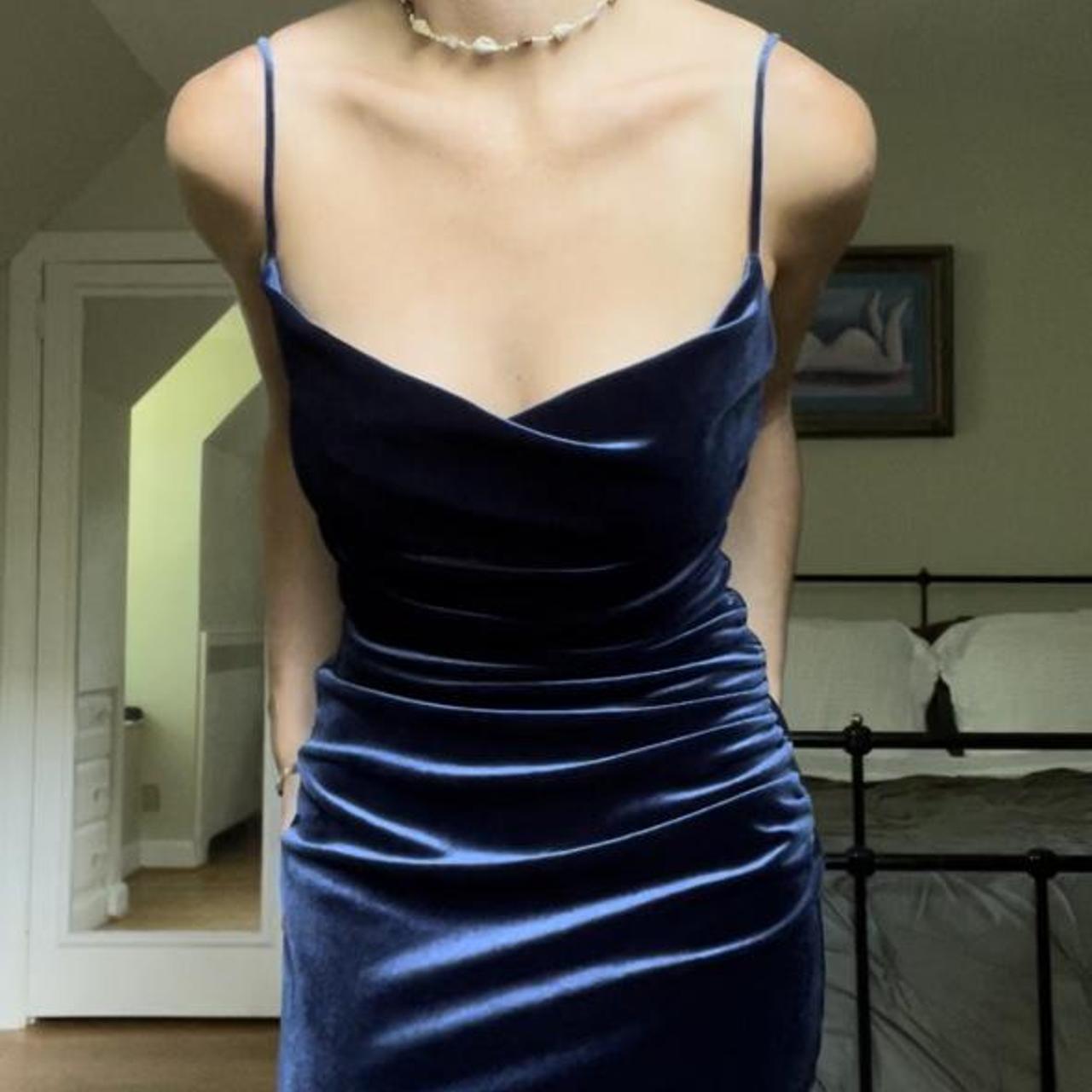 Theee most stunning royal blue velvet cocktail... - Depop