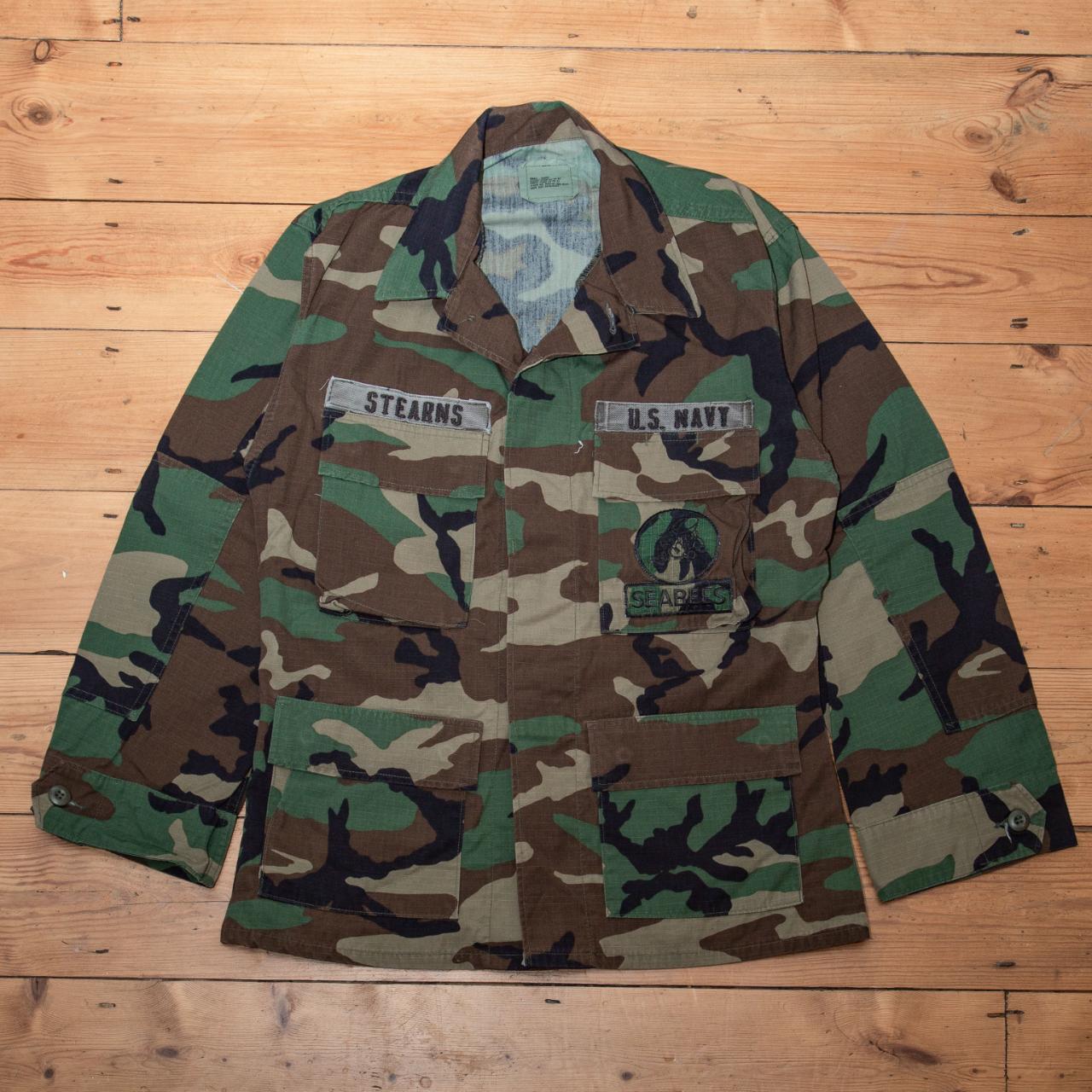 90s Vintage US Navy Seabees Woodland Hot Weather BDU... - Depop