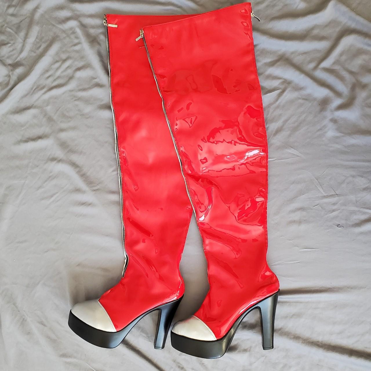 Fate racing Rin cosplay boots. Thigh high PVC boots... - Depop