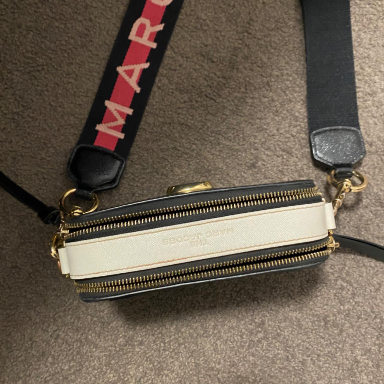 Marc Jacobs Snapshot Bag Black and Pink strap... - Depop
