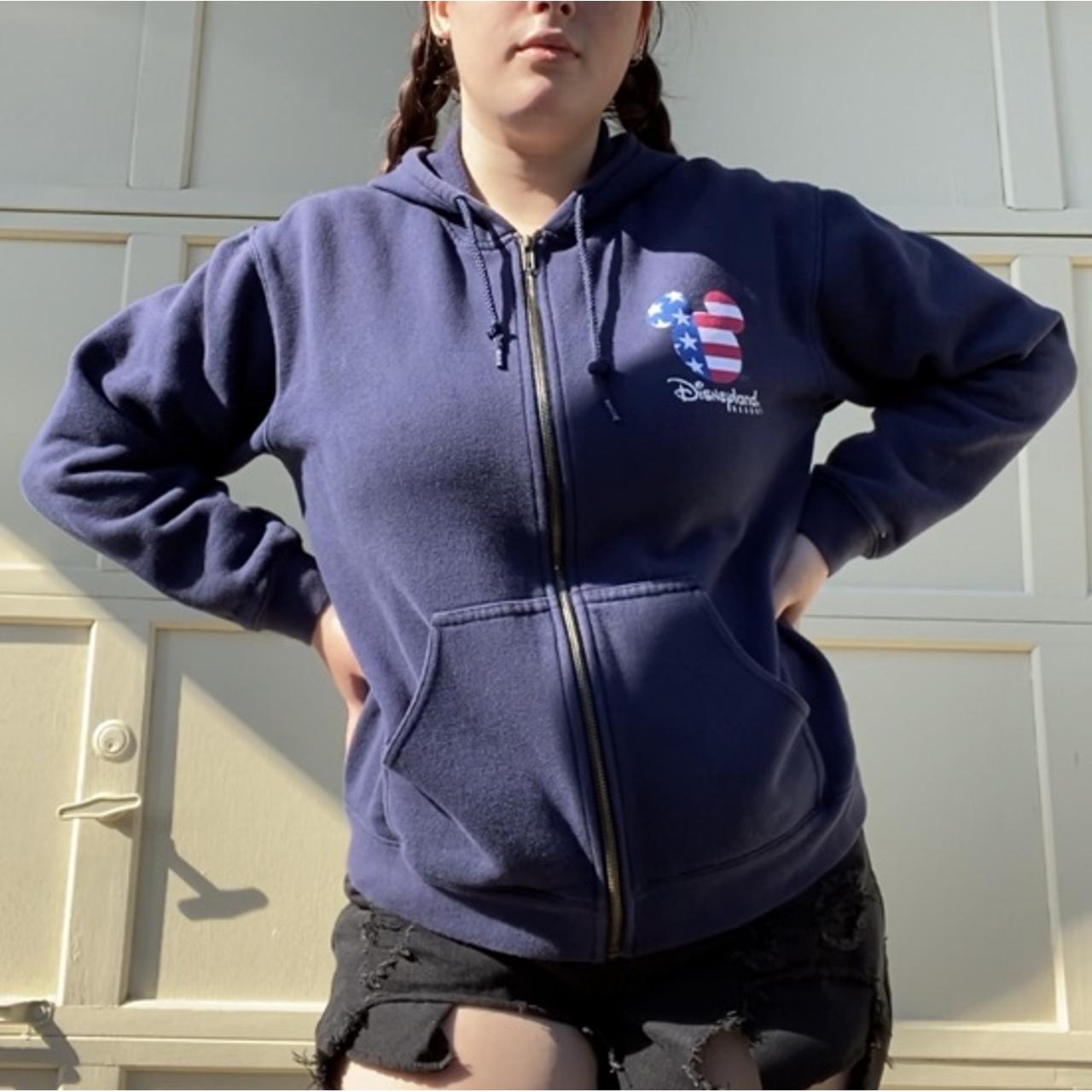 NAVY BLUE DISNEY ZIP UP HOODIE SIZE LARGE IN GREAT... - Depop