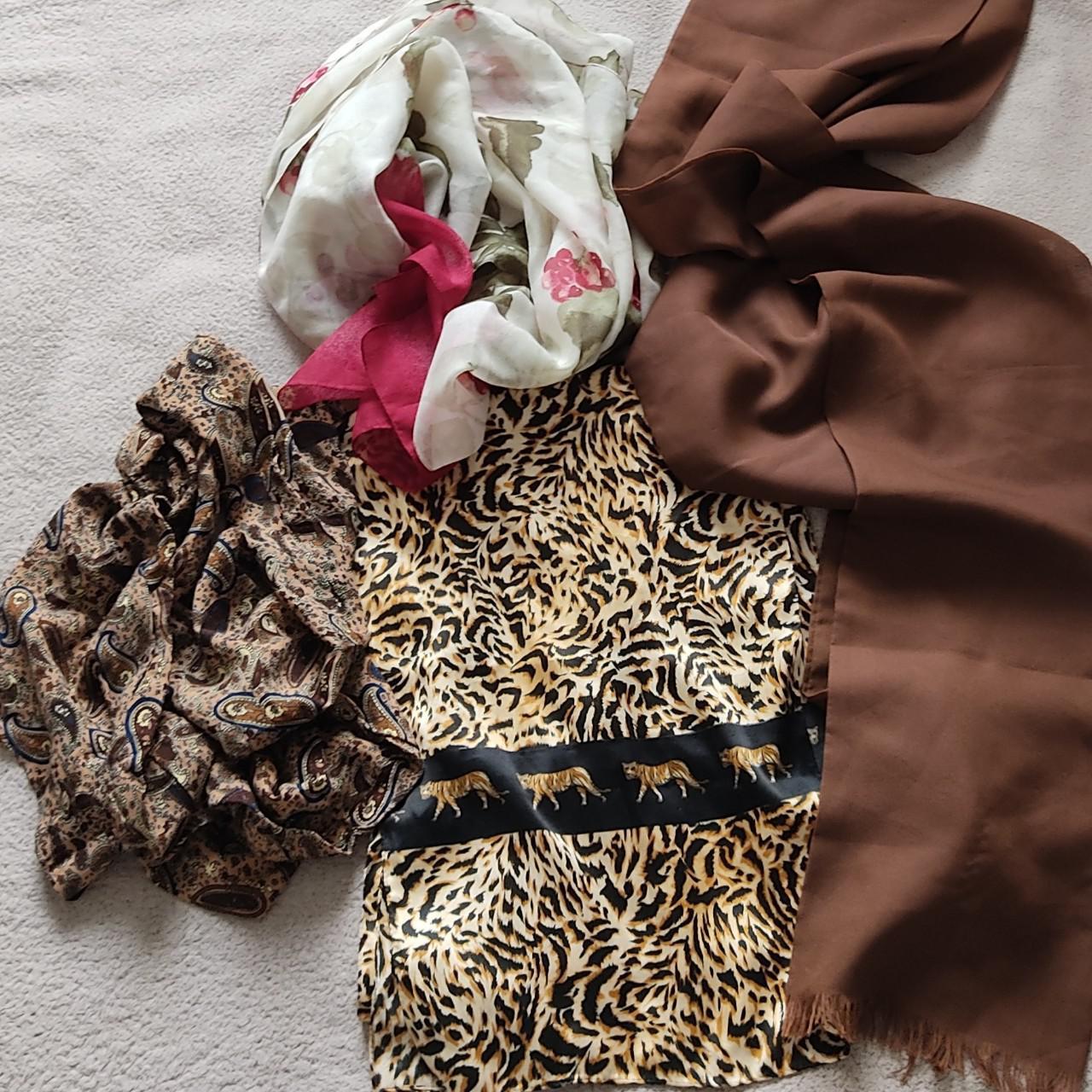 4 unique + colourful patterned scarves. They can be... - Depop