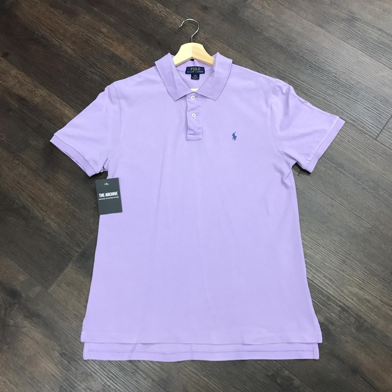 Vintage Polo Ralph Lauren Lilac Polo Shirt Label... - Depop
