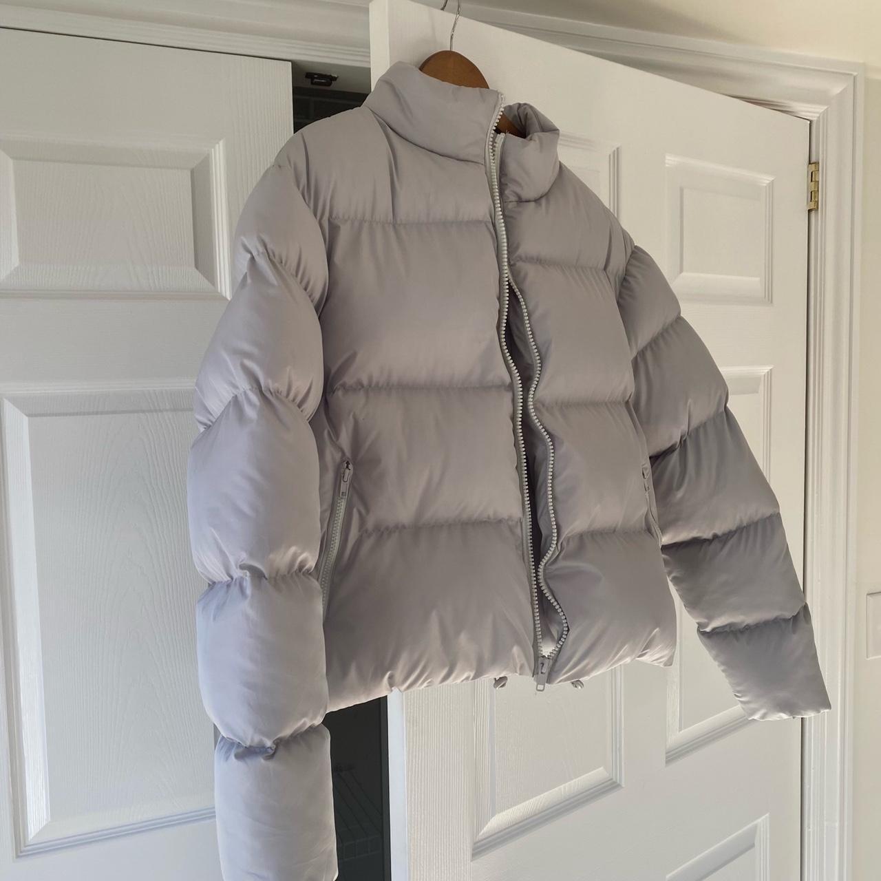 Grey Puffer Jacket - Like new! Bought this but it... - Depop