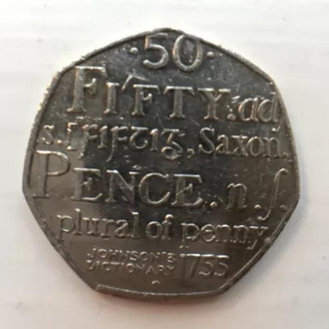Rare Fifty Pence 50p Coin Saxon Plural of Penny 2005... - Depop