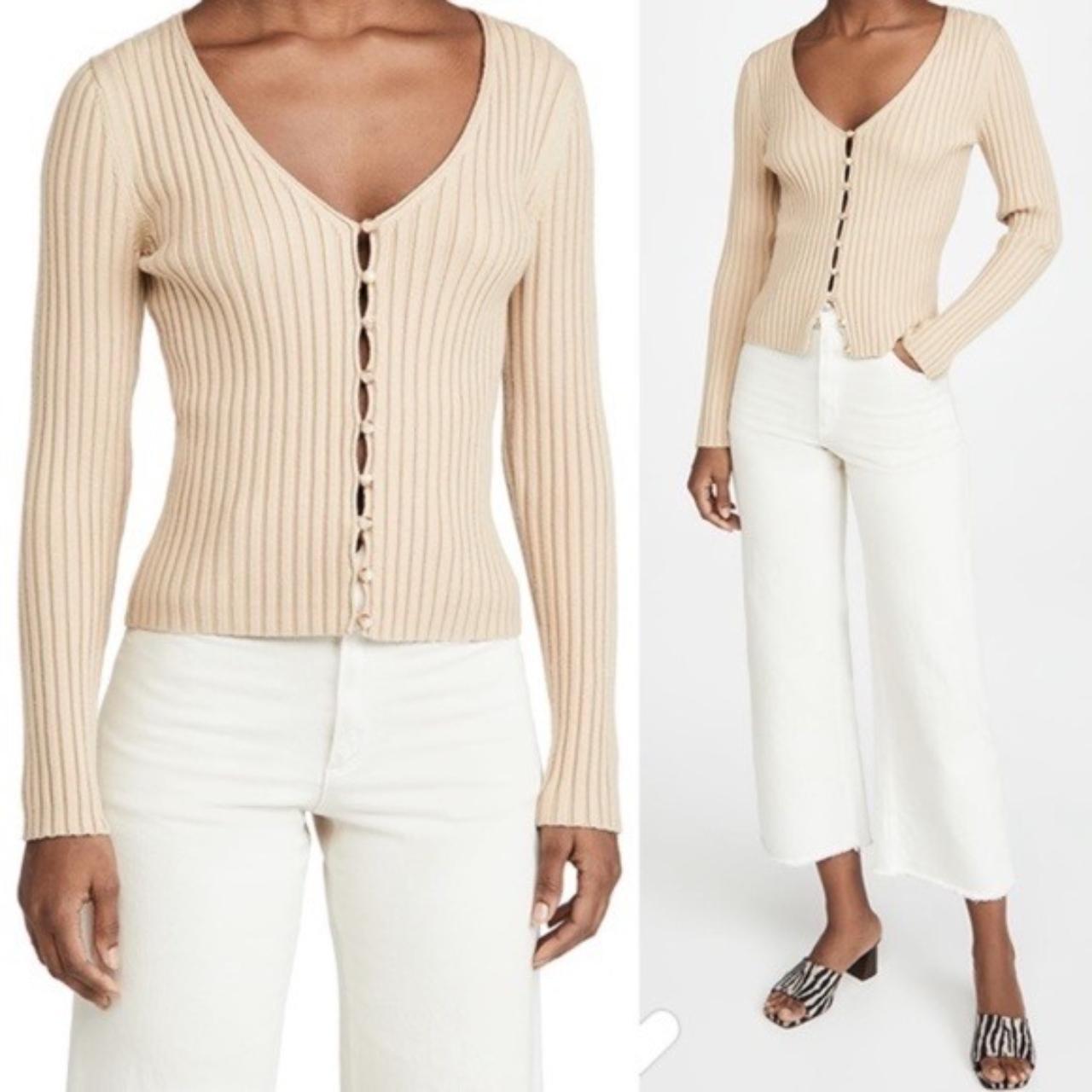 WAYF NEW Frenchie Ribbed Cardigan Button Front... - Depop