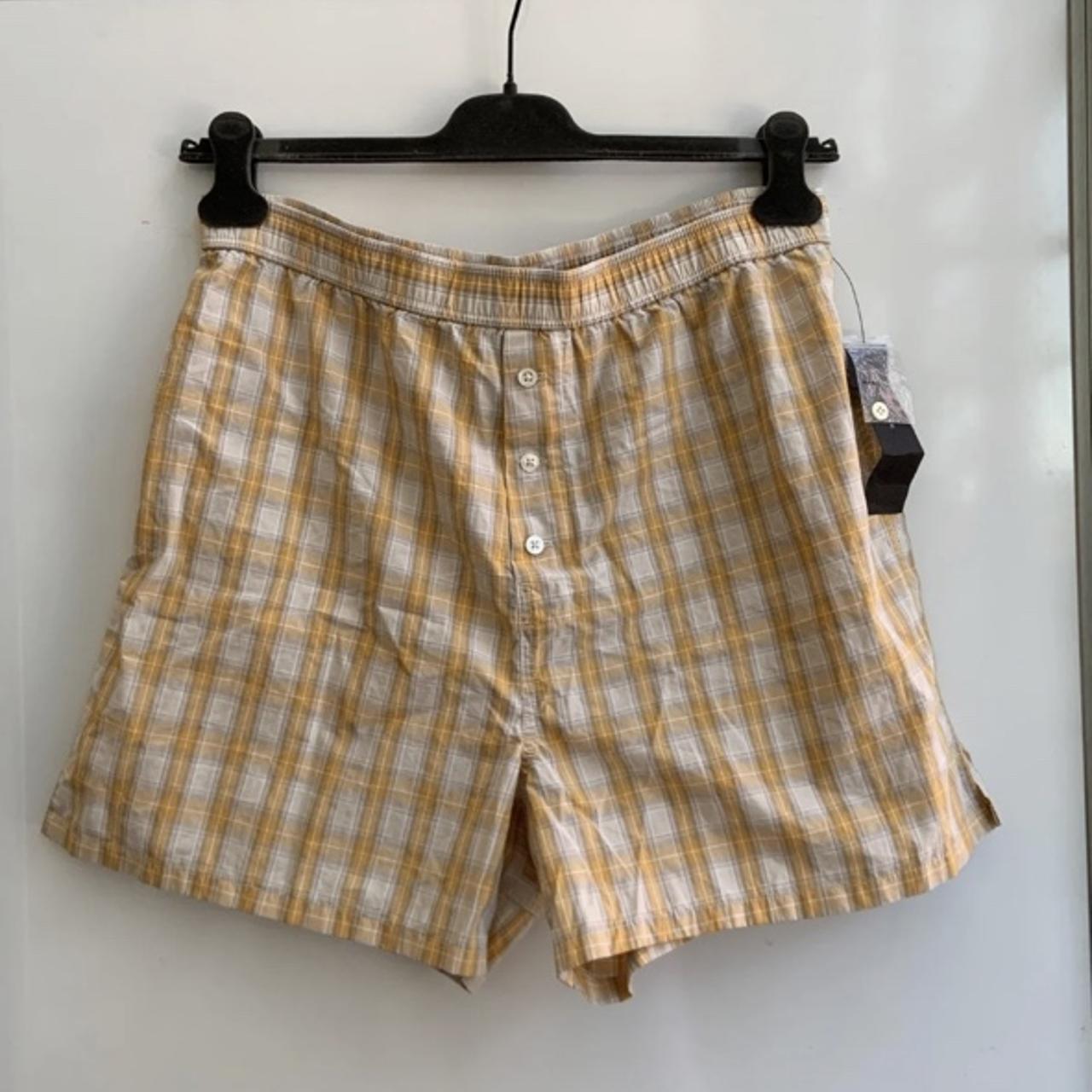 Yellow and gold Marc Jacobs boxer shorts in size XL.... - Depop