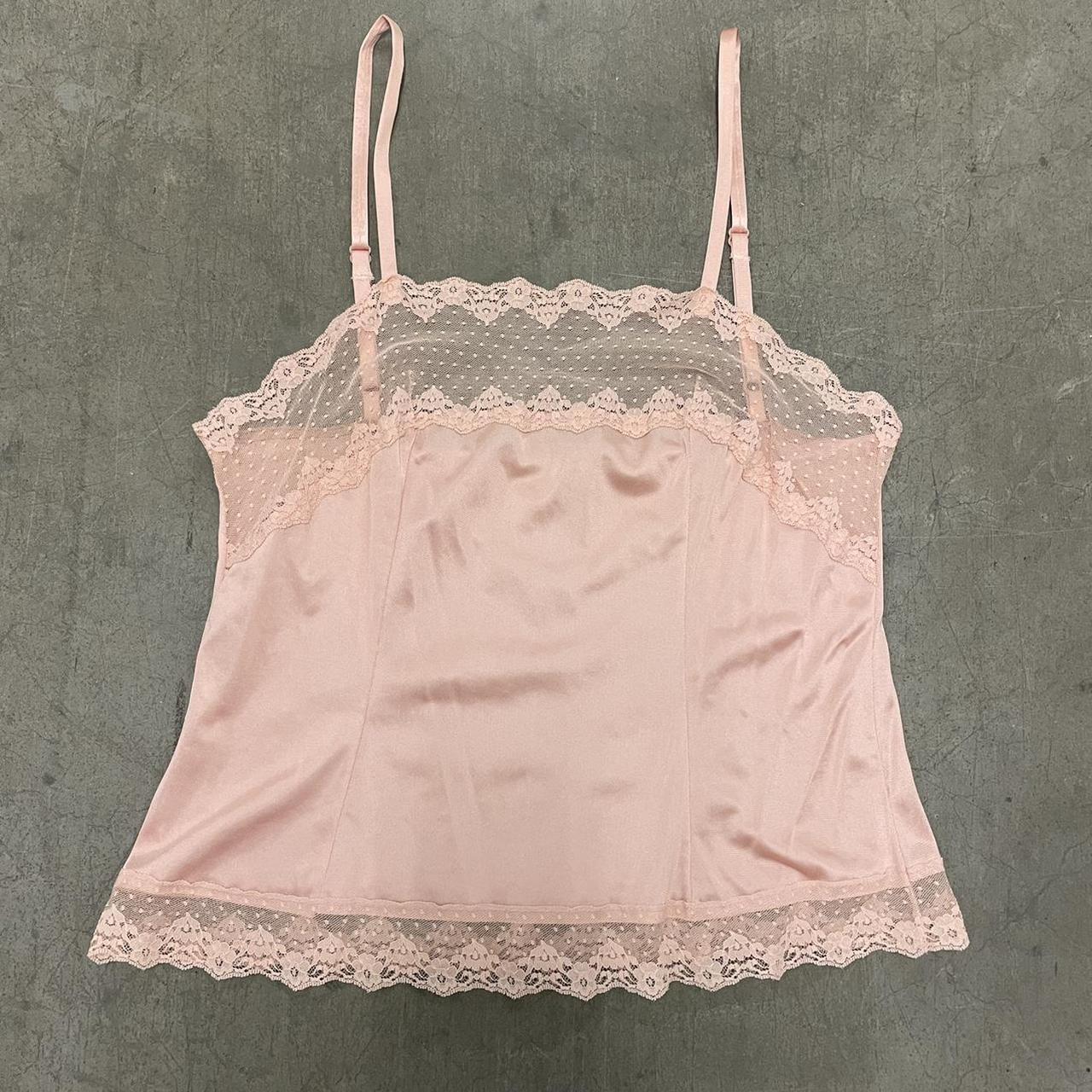 💕 sweet vintage lace slip top 💕 pale salmon pink... - Depop