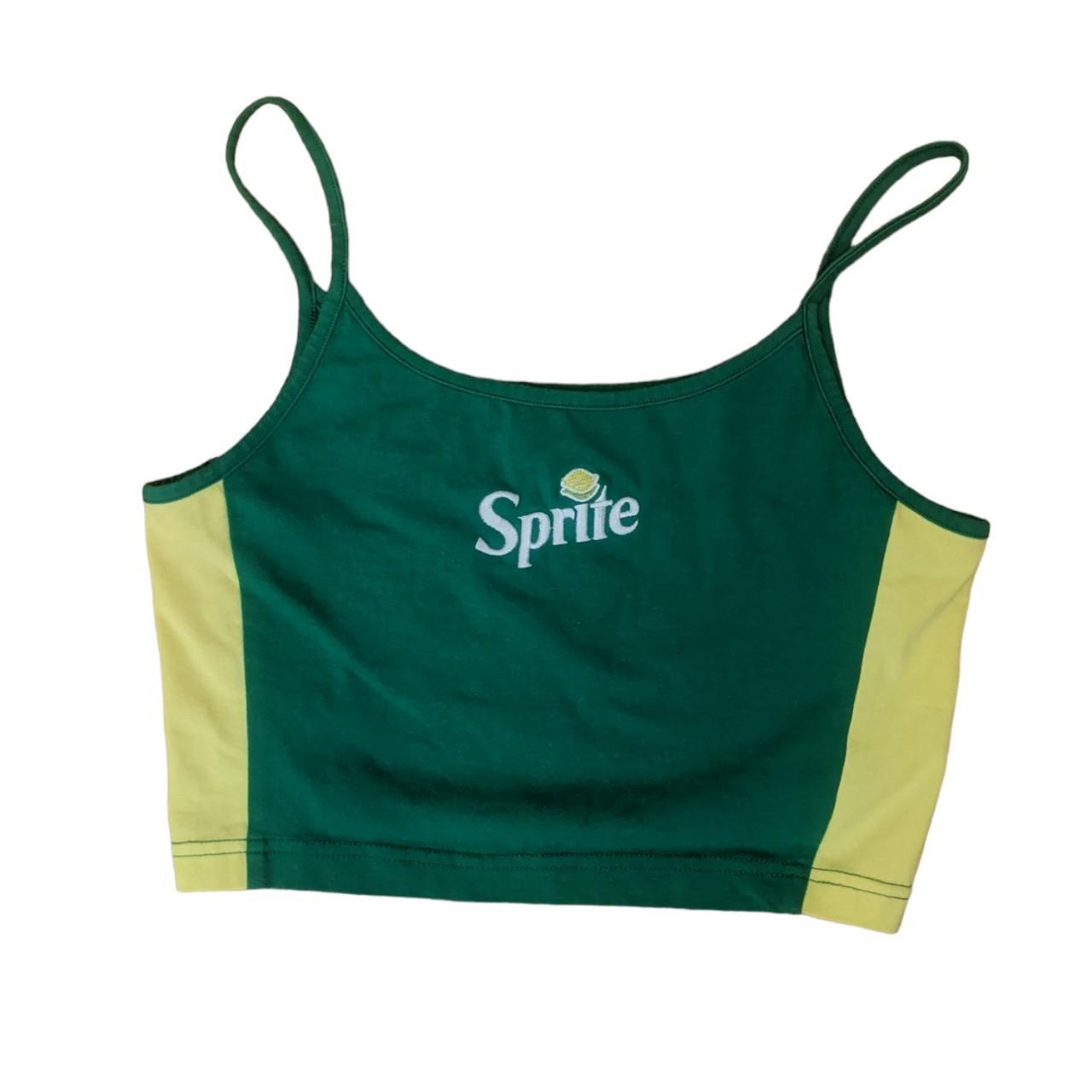 Sprite spaghetti strap crop tank top 🍋💚 Size... - Depop