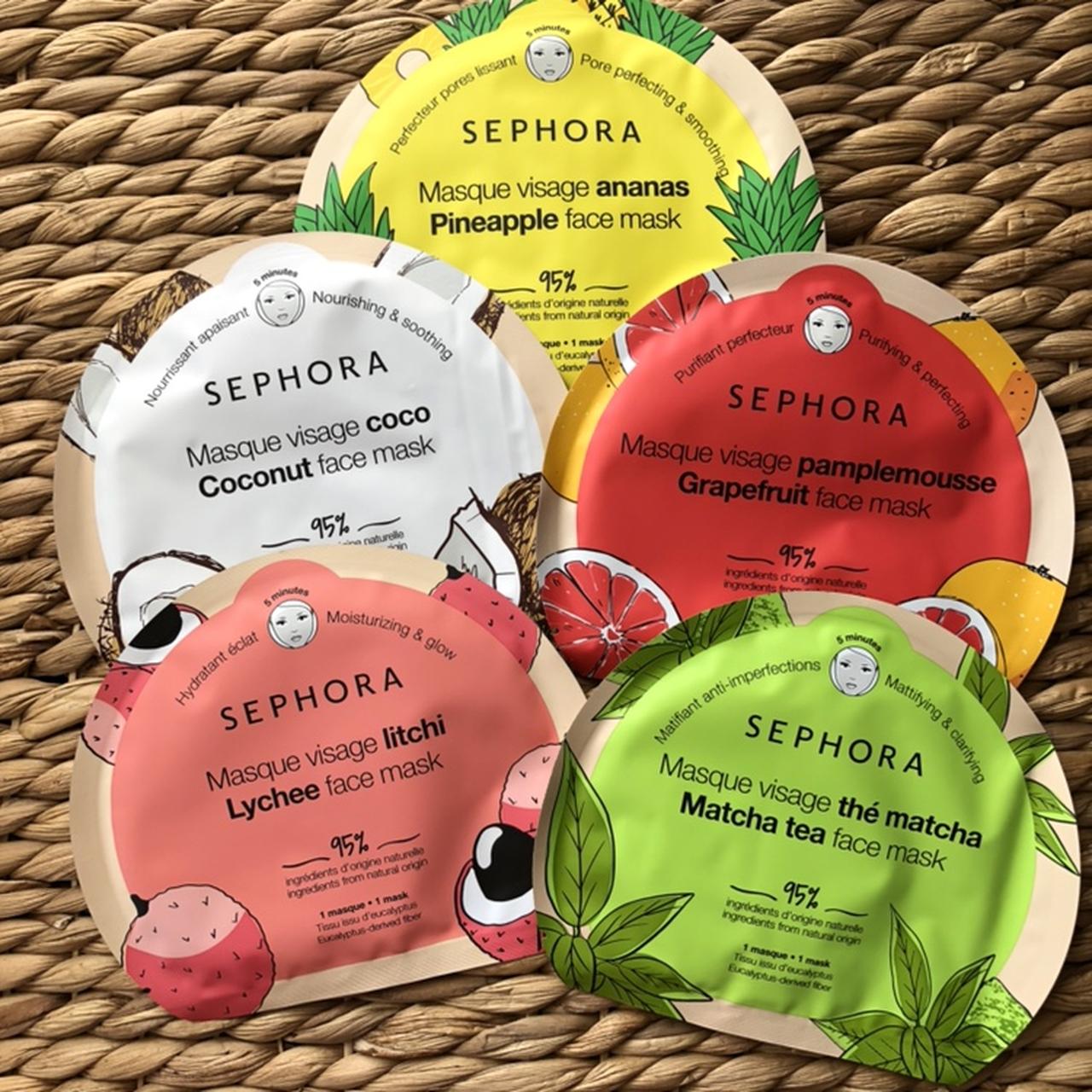 Set of 5 Sephora brand sheet masks for face! Enjoy a... - Depop