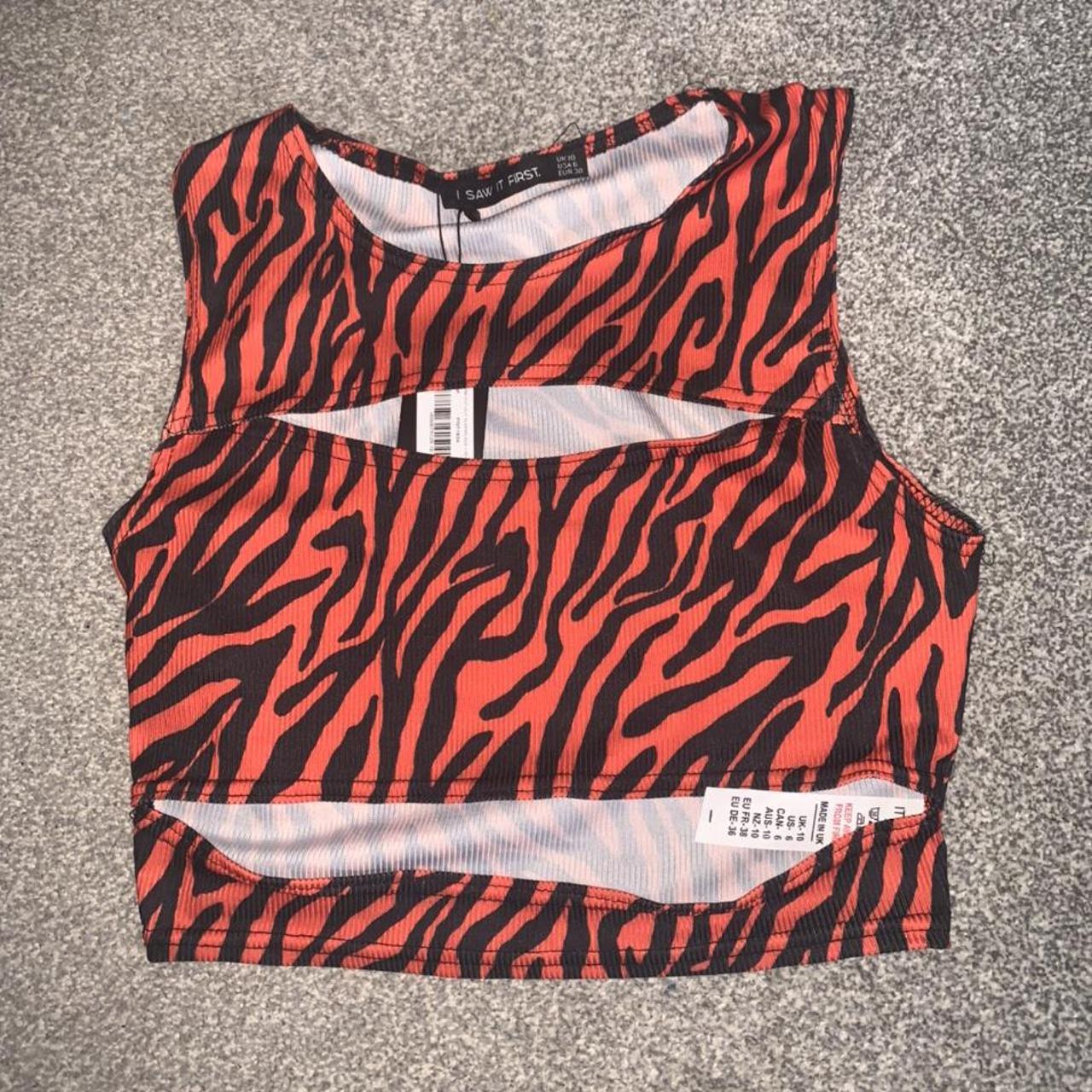 COOL tiger print cut out crop top! Brand new as... - Depop