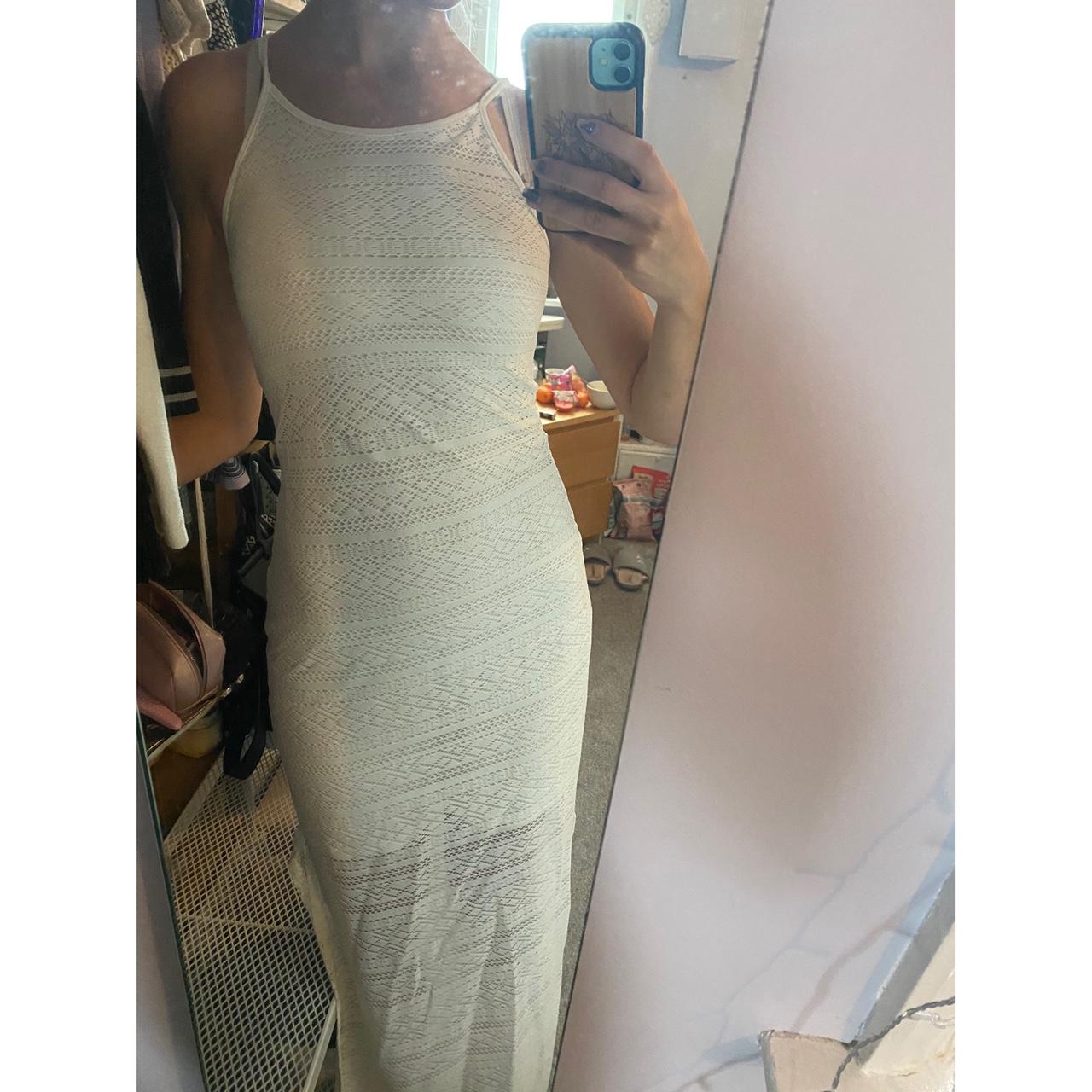 White maxi dress with split Racer back Under mini... - Depop