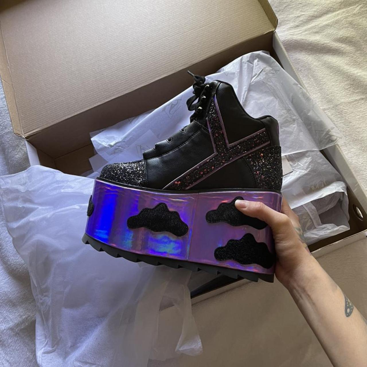 YRU Women's Purple and Black Trainers | Depop