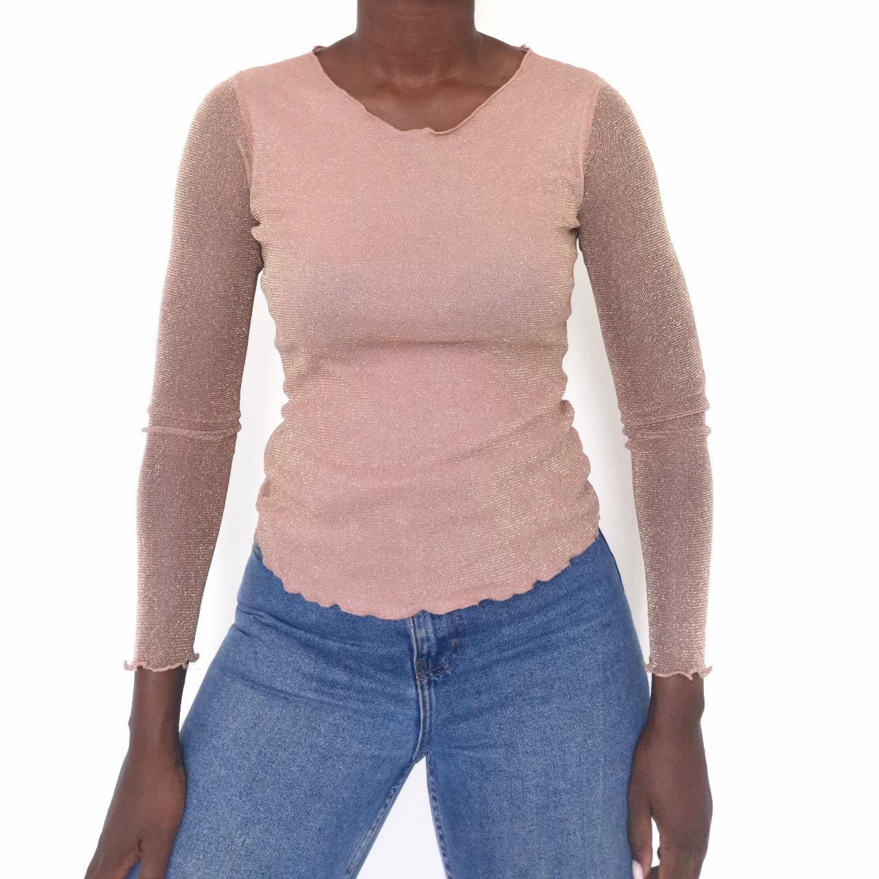 Sparkle pale pink top Love looove the sheer... - Depop