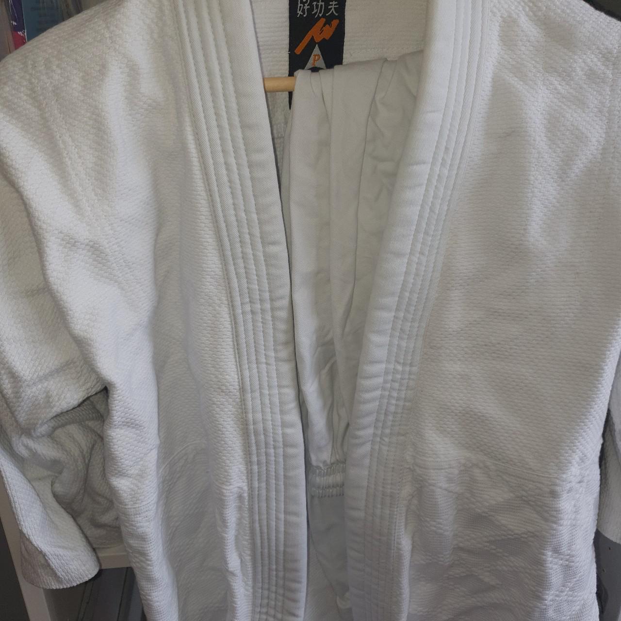 Kids JUDO kit, worn once, white with belt, size 140. - Depop