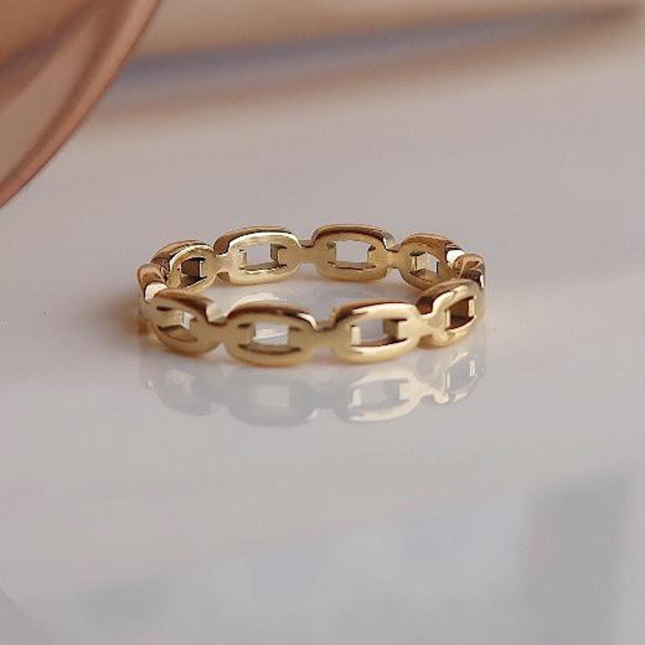 Gold Chain Ring Very chic design and really good... - Depop