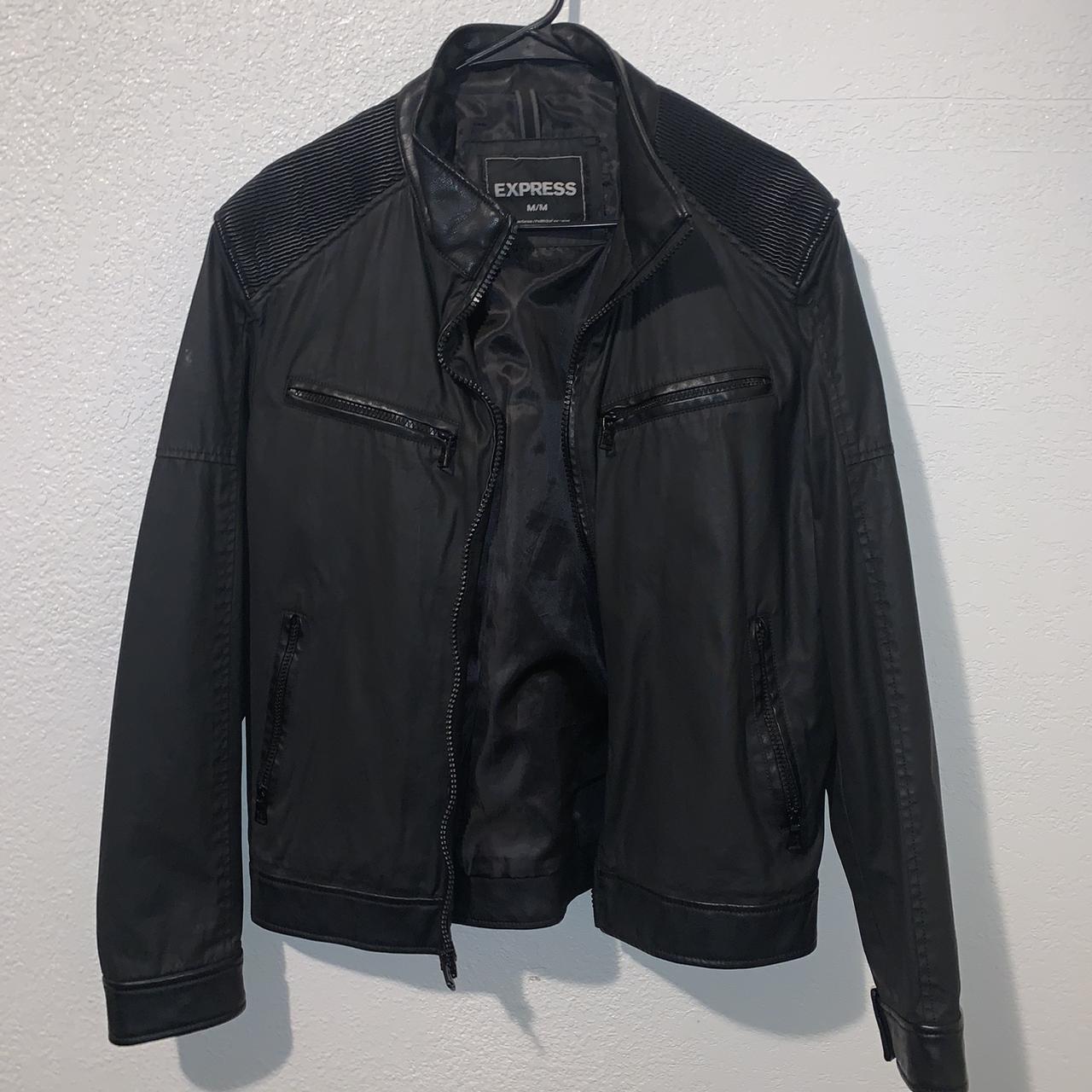Express Black Leather Jacket 🕶 #Express #Expressmens - Depop