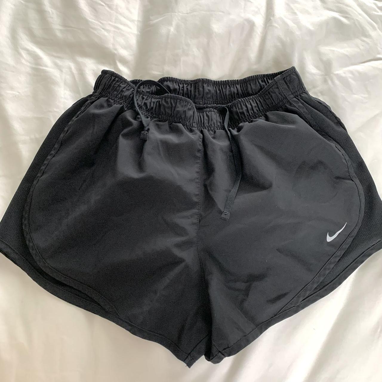 nike dri-fit black running shorts drawstring no... - Depop