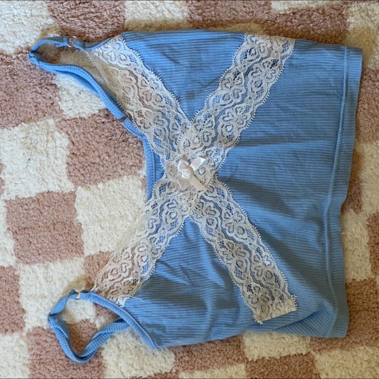 Cute blue lace cami top Light blue lace cami... - Depop