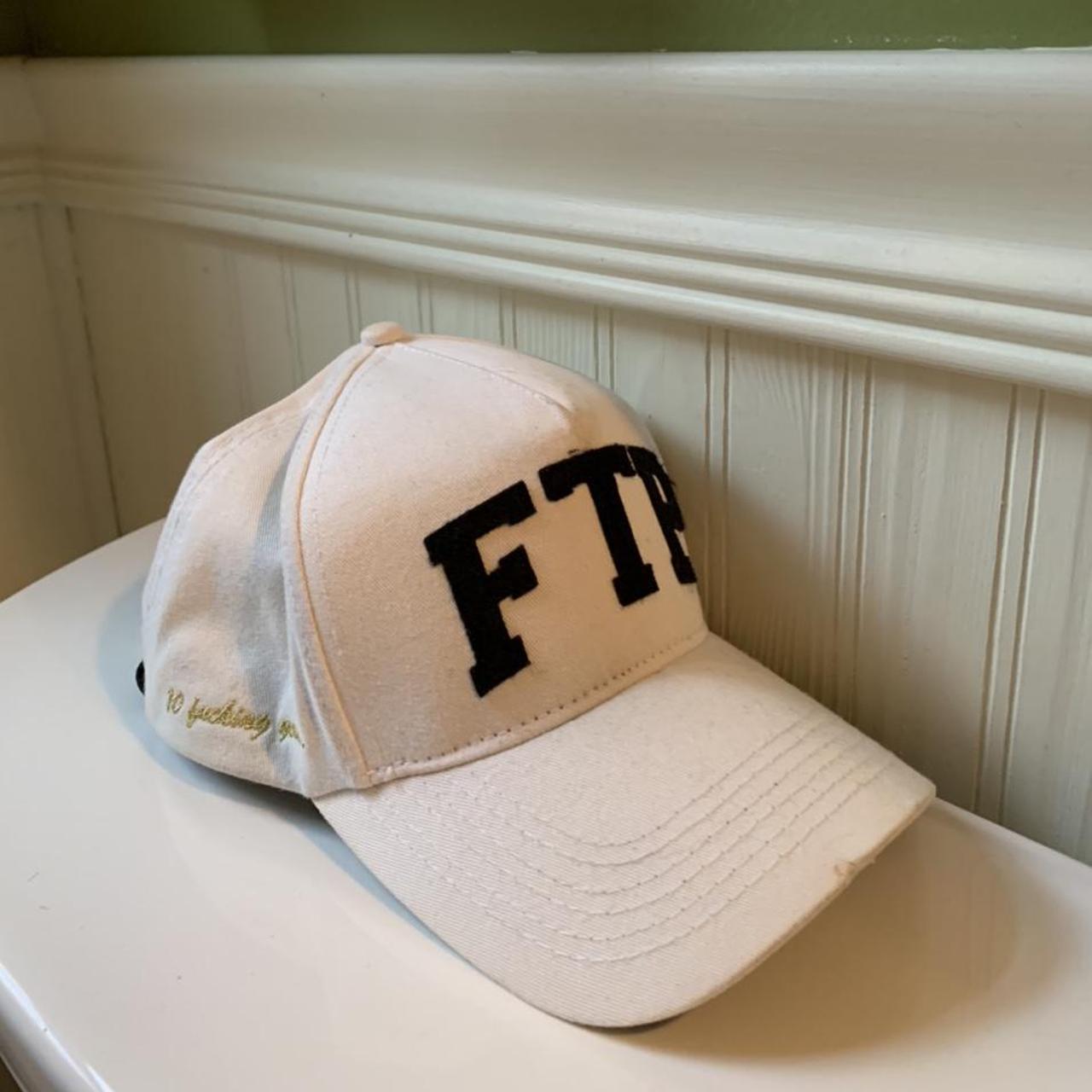 FTP Men's White and Black Hat | Depop