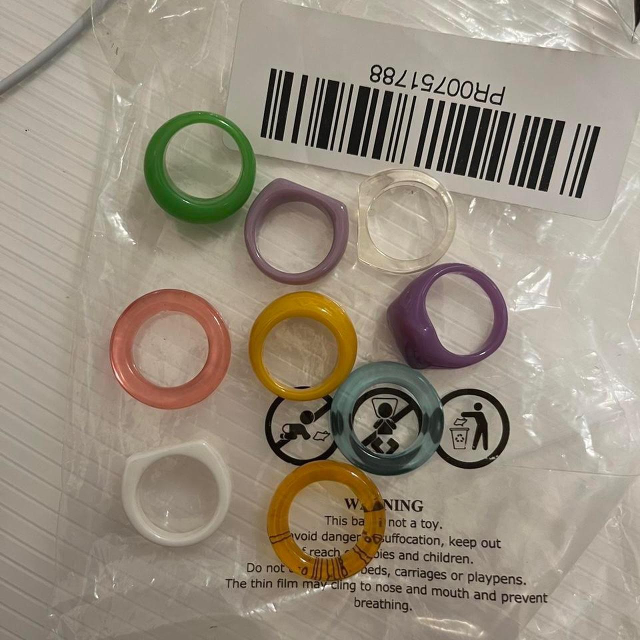 ASOS COLORFUL PLASTIC RINGS - fits like a size 8 - 8... - Depop