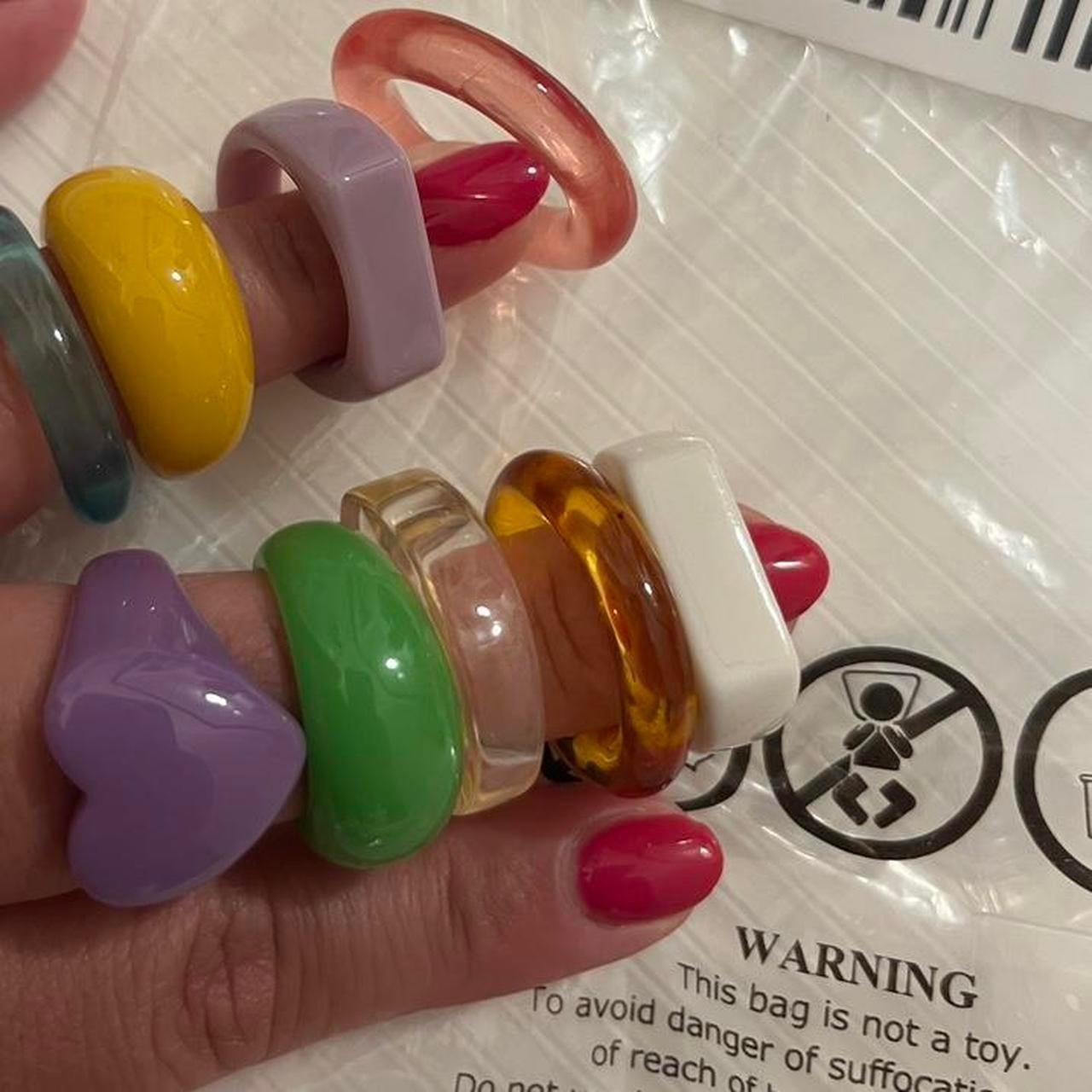 ASOS COLORFUL PLASTIC RINGS - fits like a size 8 - 8... - Depop