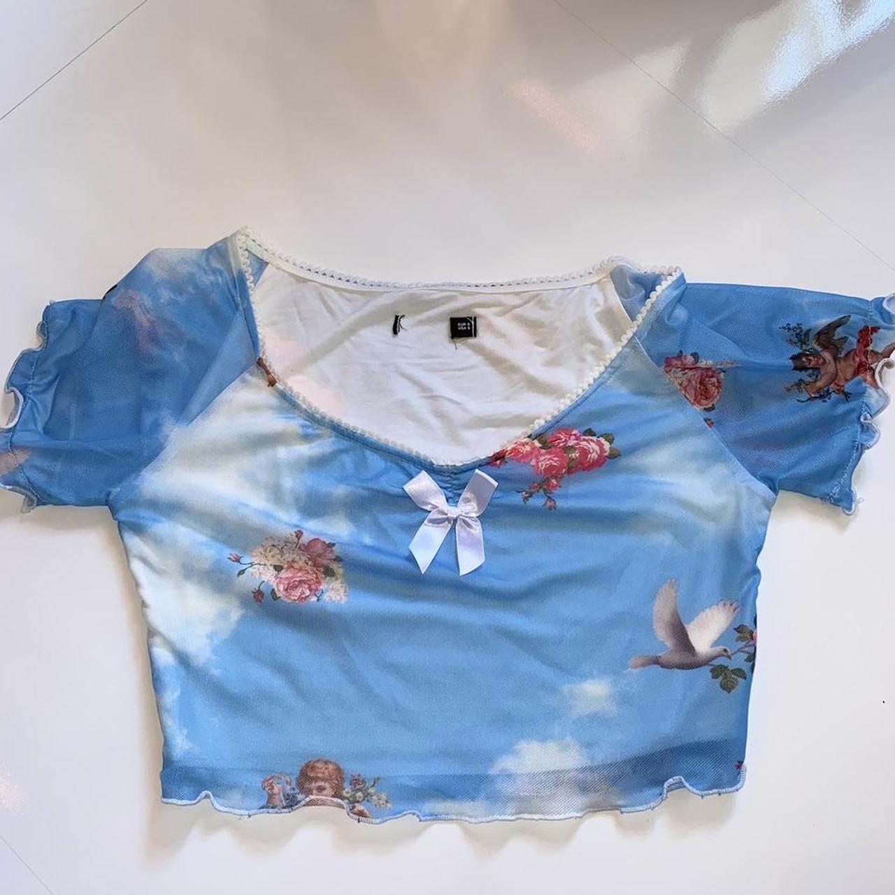 Blue angel crop top Great condition S - Depop