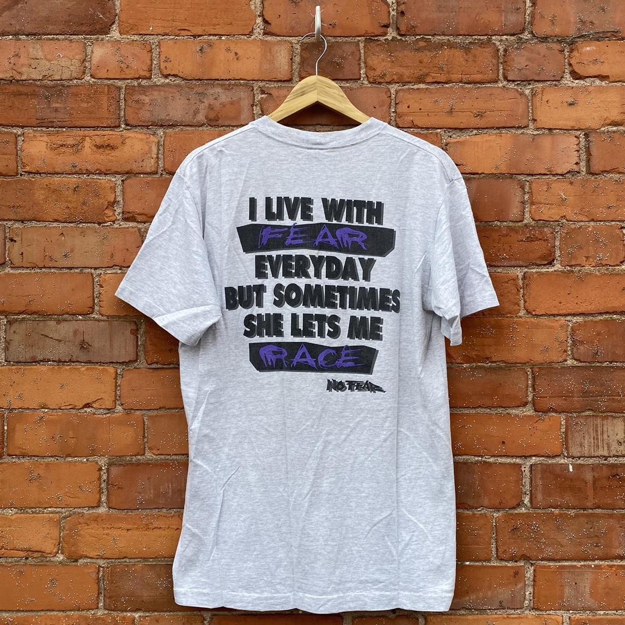 Vintage 90s NO FEAR T shirt / TEE in a mainly Grey... - Depop