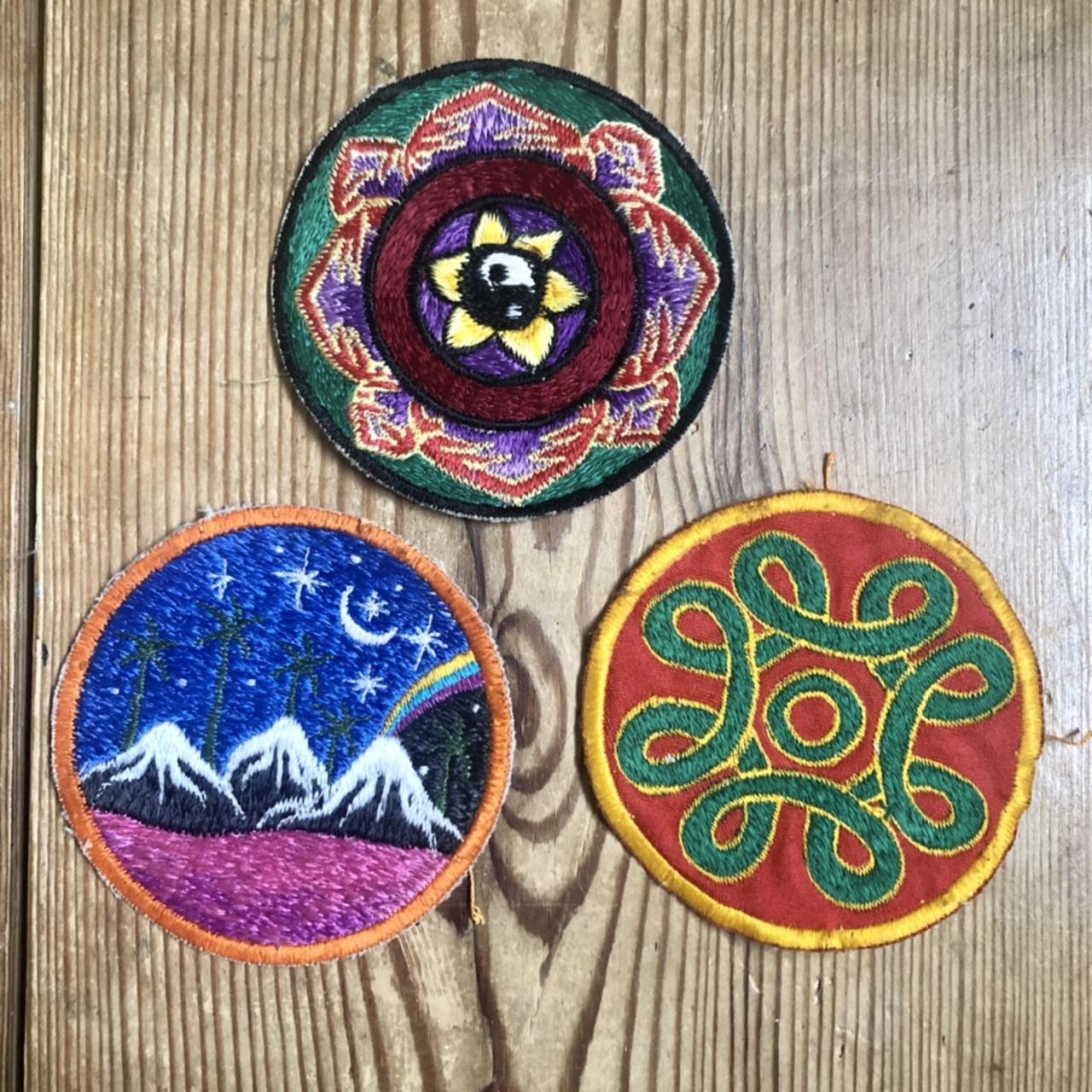 3 x Embroidered fabric patches Super versatile,... - Depop