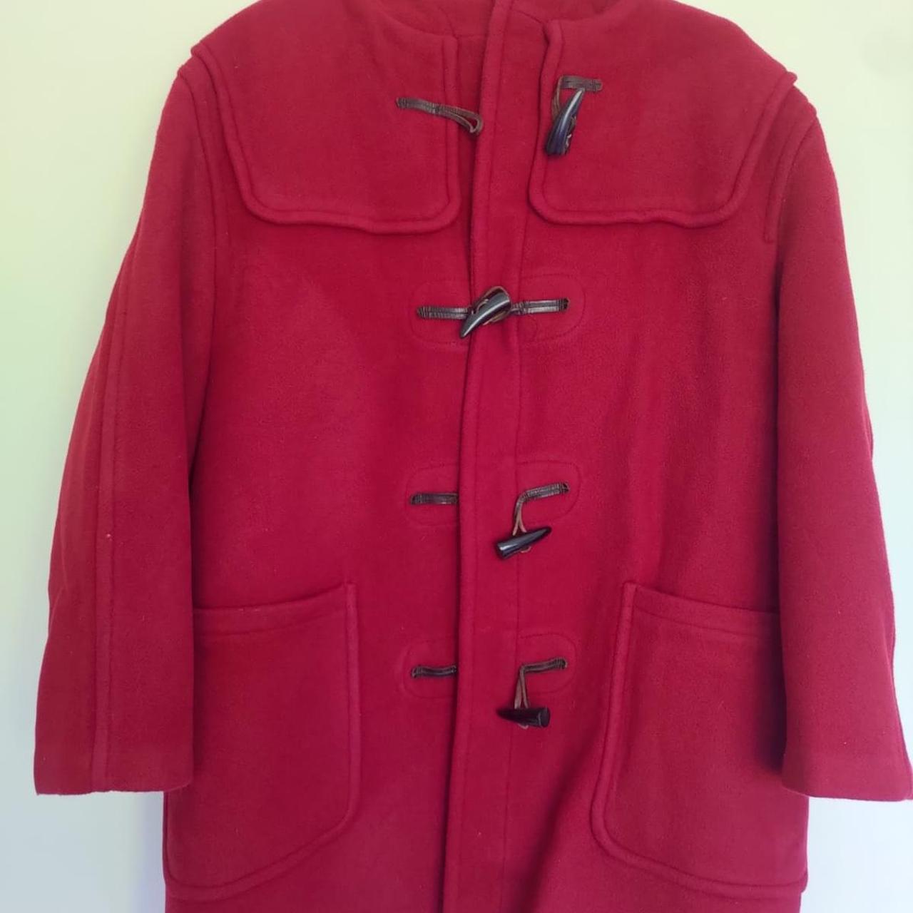 red gloverall designer hooded duffle coat with... - Depop