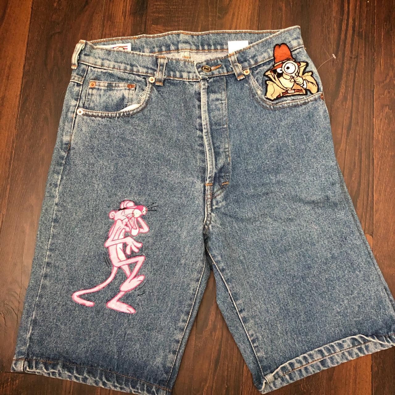 Vintage too cute pink panther denim shorts size... - Depop