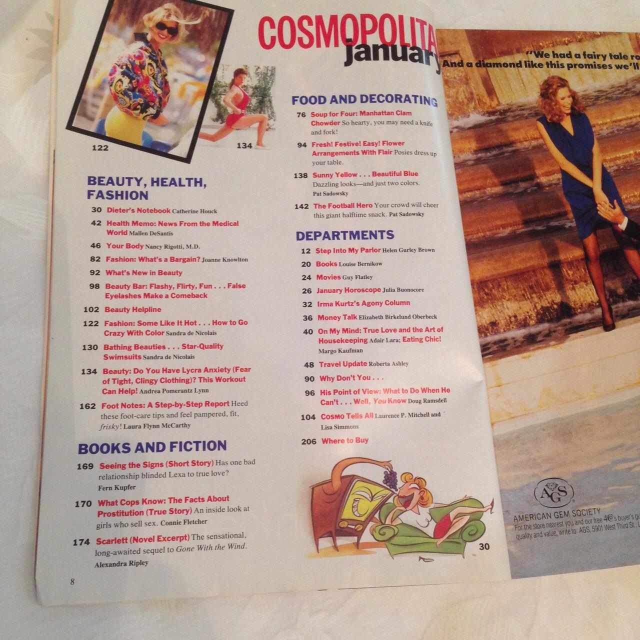 Vintage January 1992 Cosmopolitan magazine with... - Depop