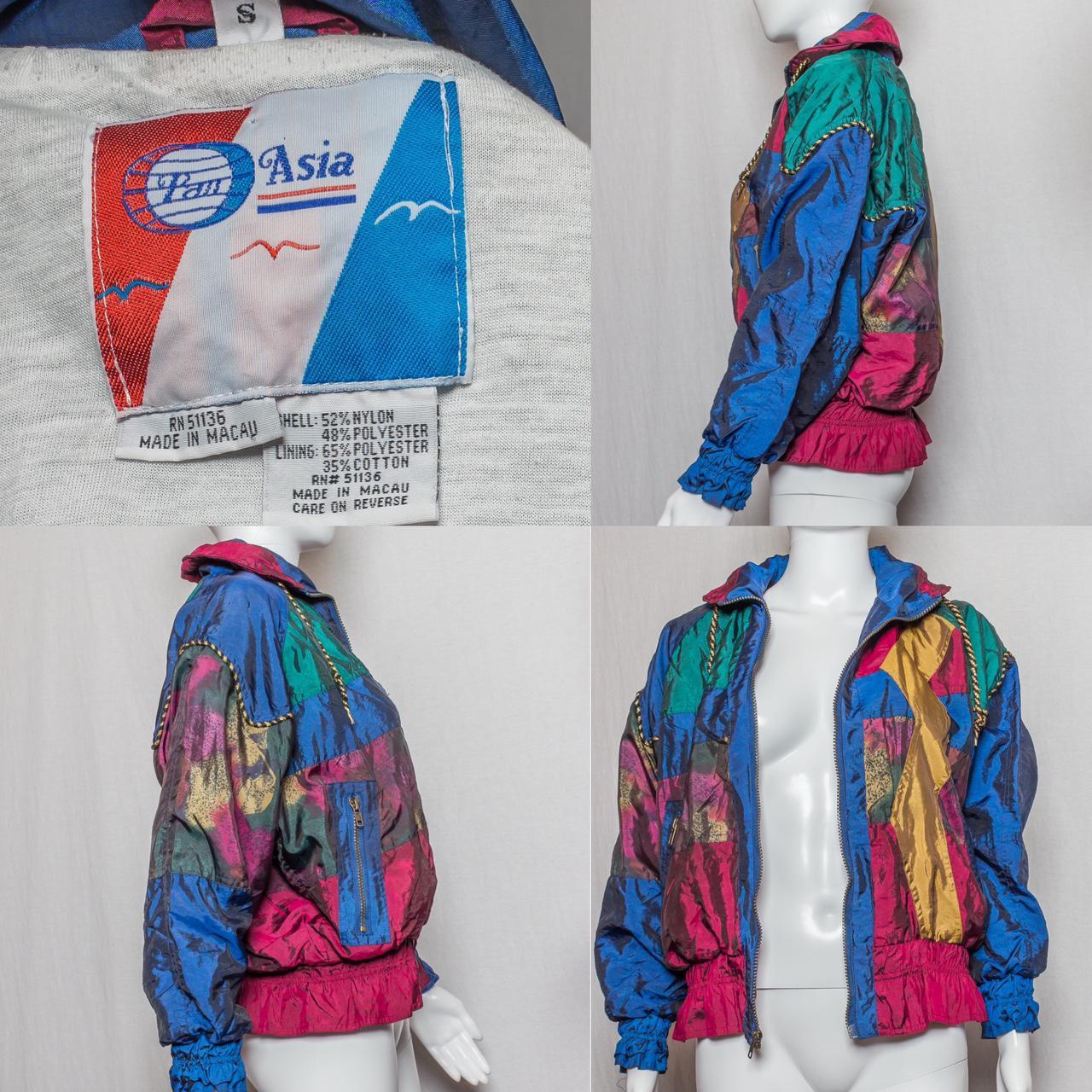Multicolored Vintage 90s Wind Breaker Jacket. Shiny... - Depop