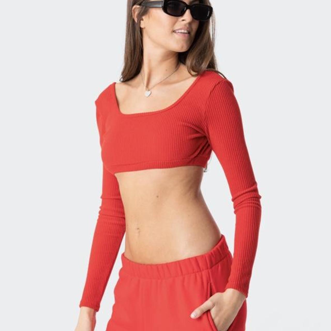 Edikted Womens Red Crop Top Depop