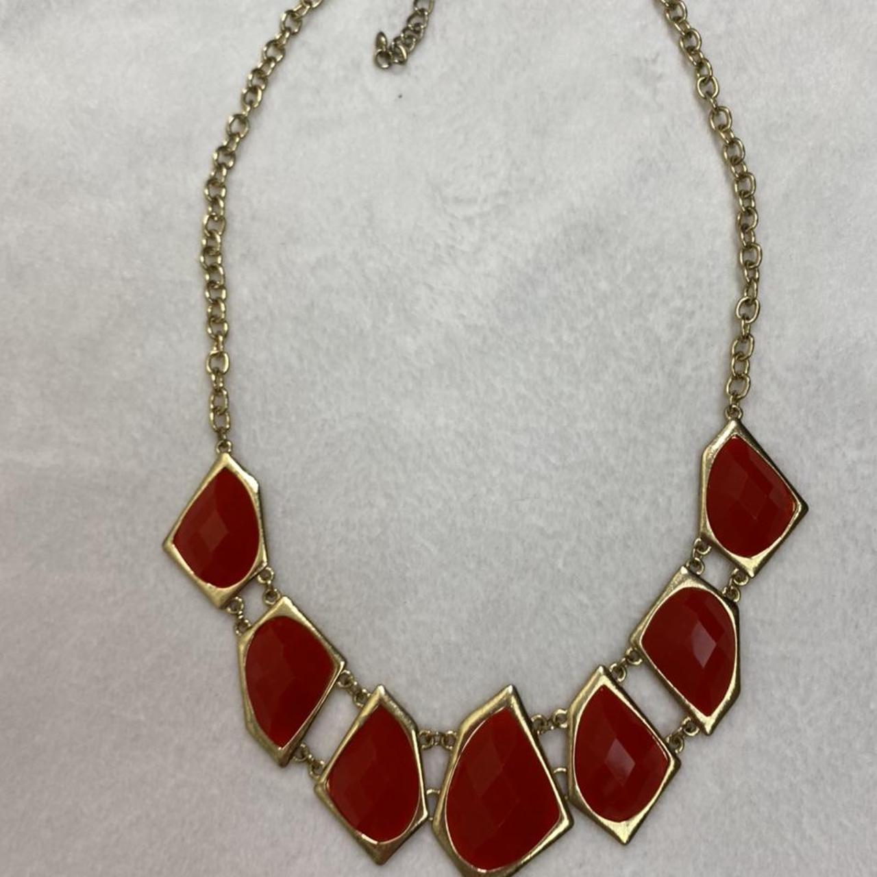 Red orange gold colored costume jewelry necklace .... - Depop